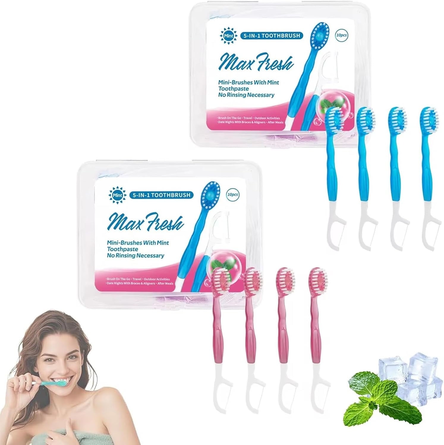 Mini Toothbrush Disposable with Toothpaste,Tongue Scrapers,Floss and ...