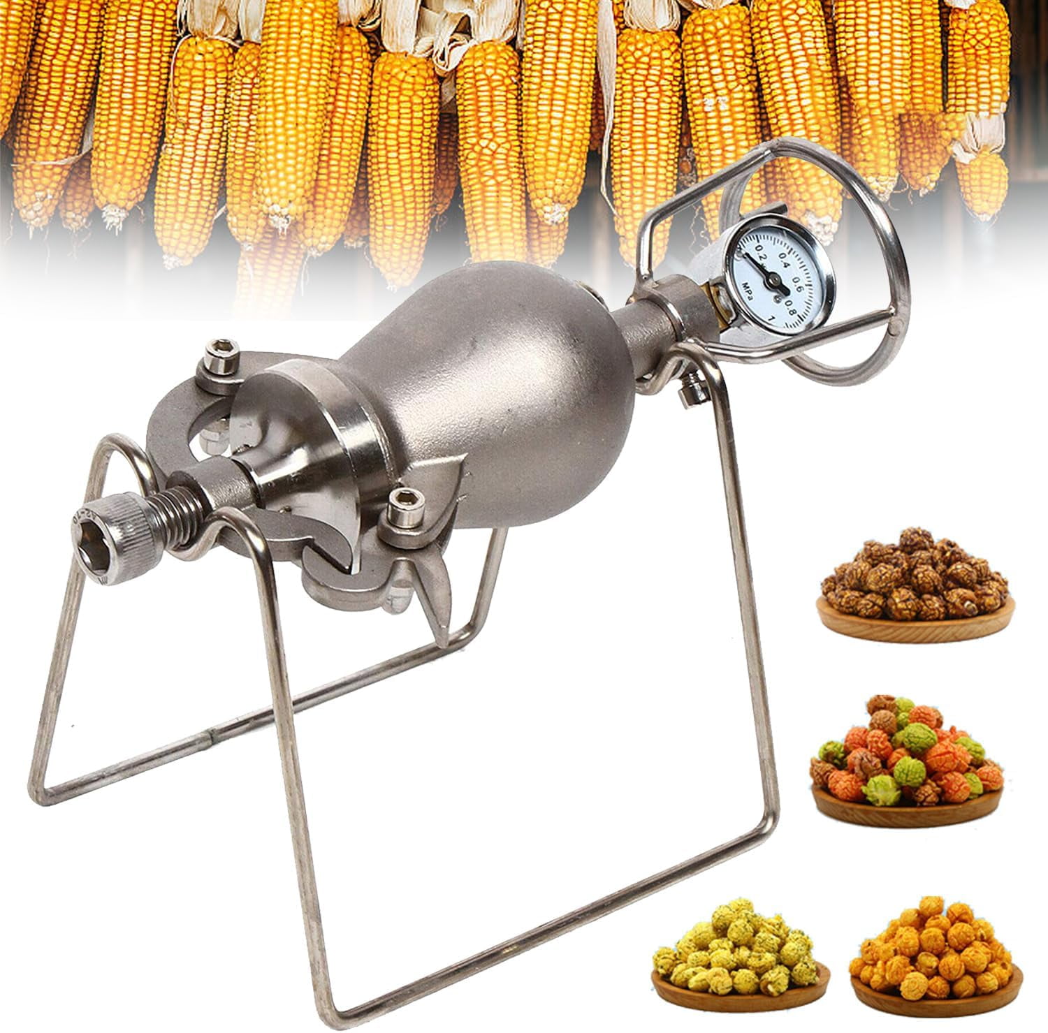 Mini Traditional Popcorn Maker Machine, Vintage Stainless Steel Popcorn ...