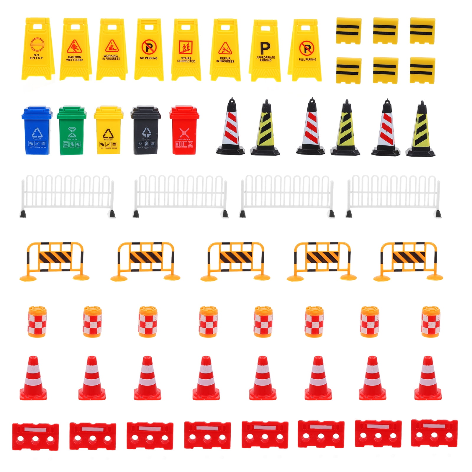 Mini Traffic Cones Toy，75Pcs Street Road Signs Playset Miniature ...