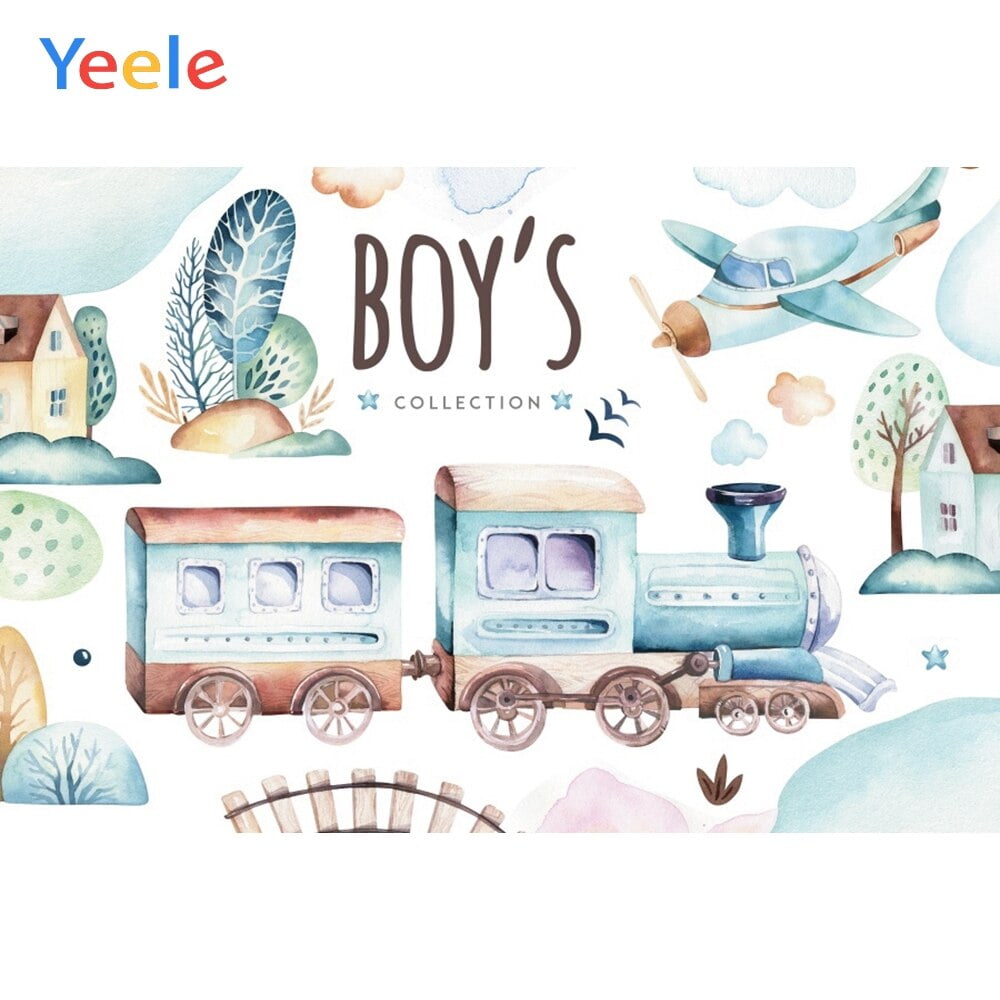 Mini Train Airplane White Cloud Tree House Baby Birthday Party ...