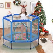 Gymax 55'' Kids Exercise Trampoline with Enclosed Safety Net, Colorful ...