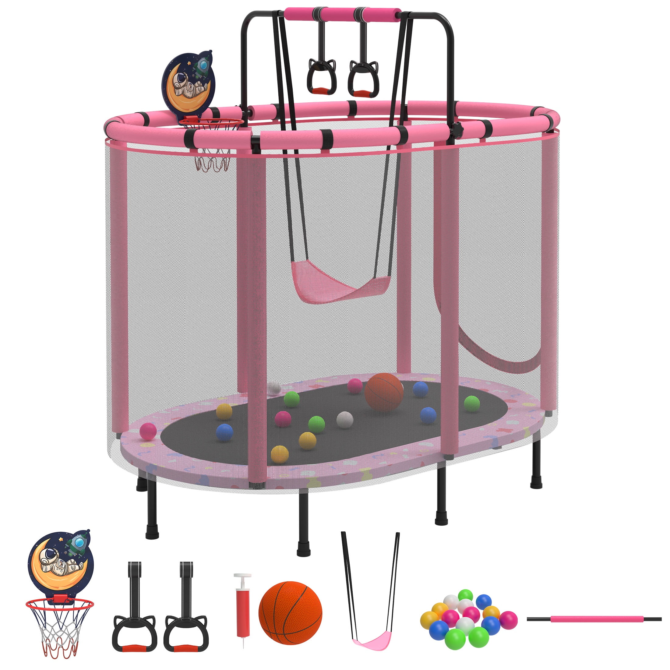Mini Trampoline for Kids with Safety Enclosure Net, 60" Toddler ...