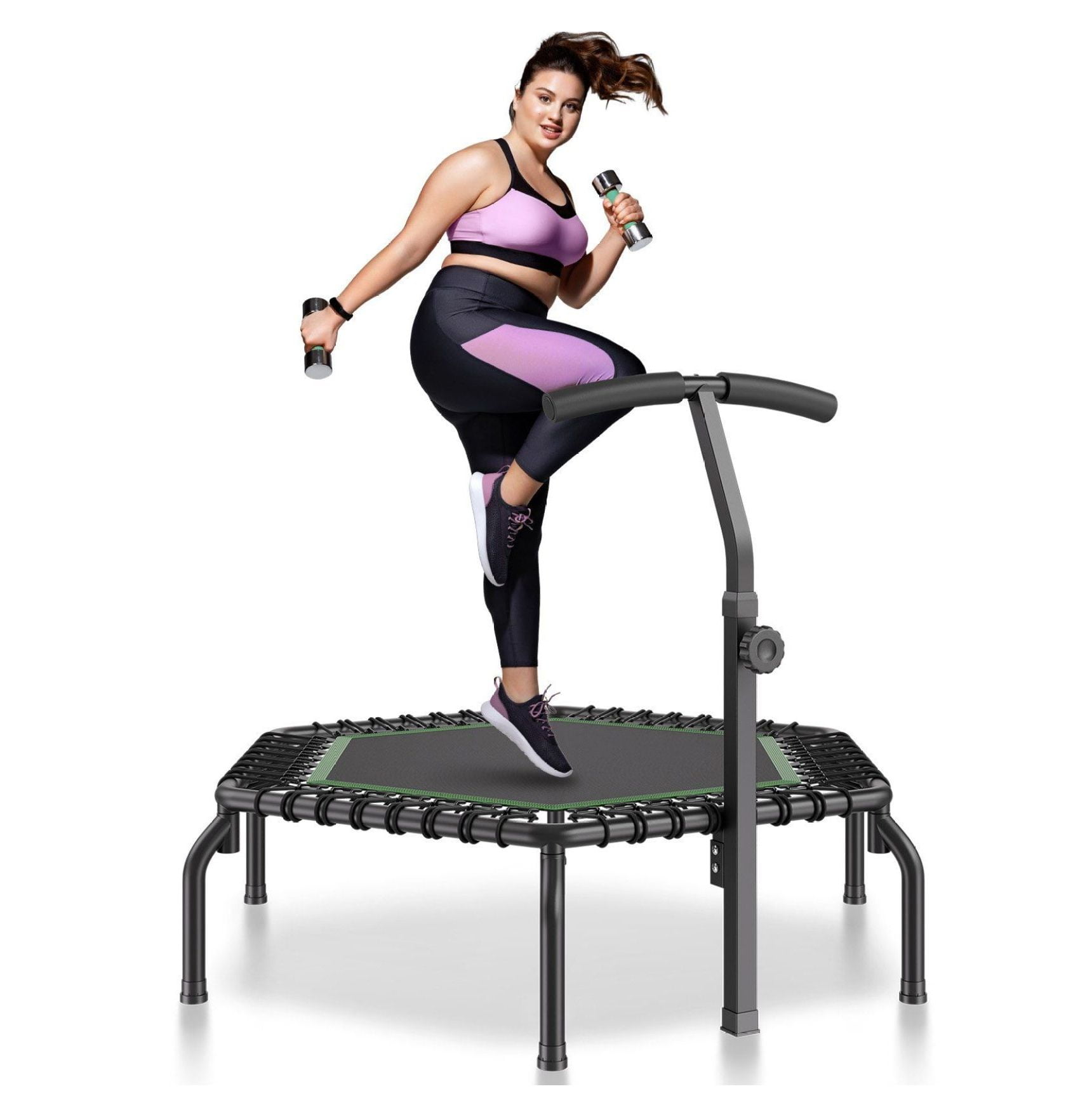 Mini Trampoline for Adults 54.5", Fitness Rebounder w/Handle, Indoor ...