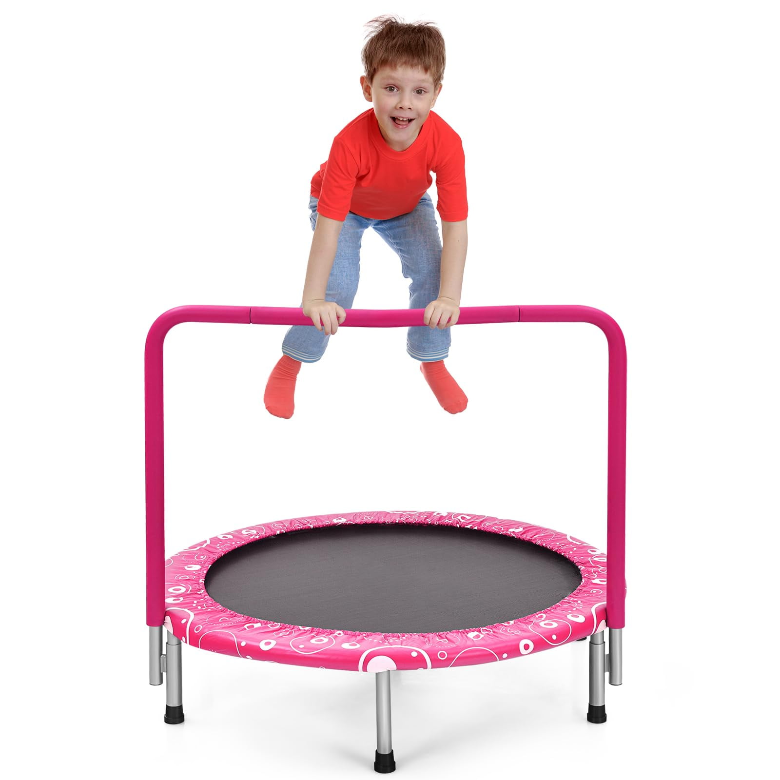 Mini Trampoline with Removable Handrail, 36 Inch Spring-Free Design ...
