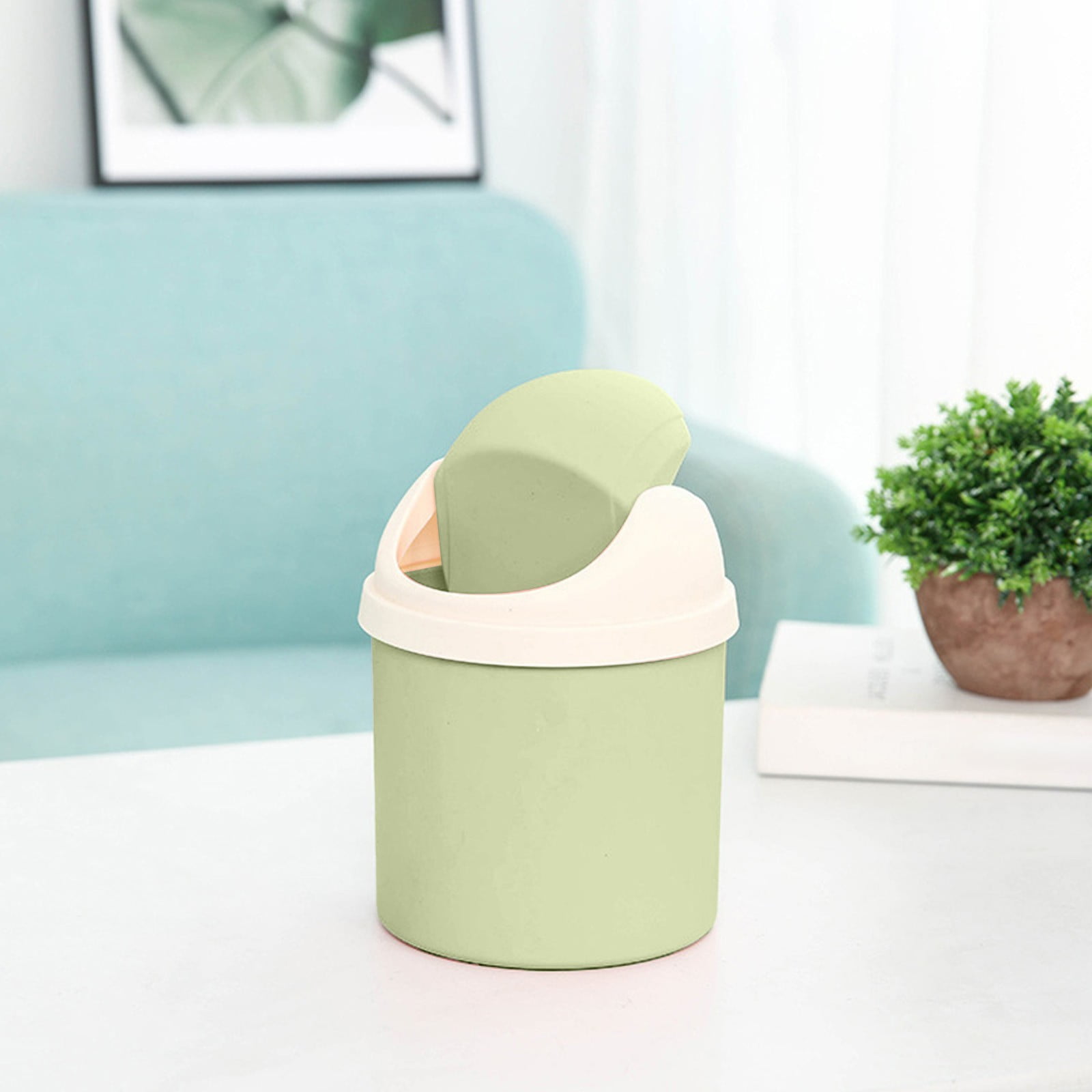 Mini Trash Can, Compact Flip Top Bin, Stylish Sanitary Wastebasket ...