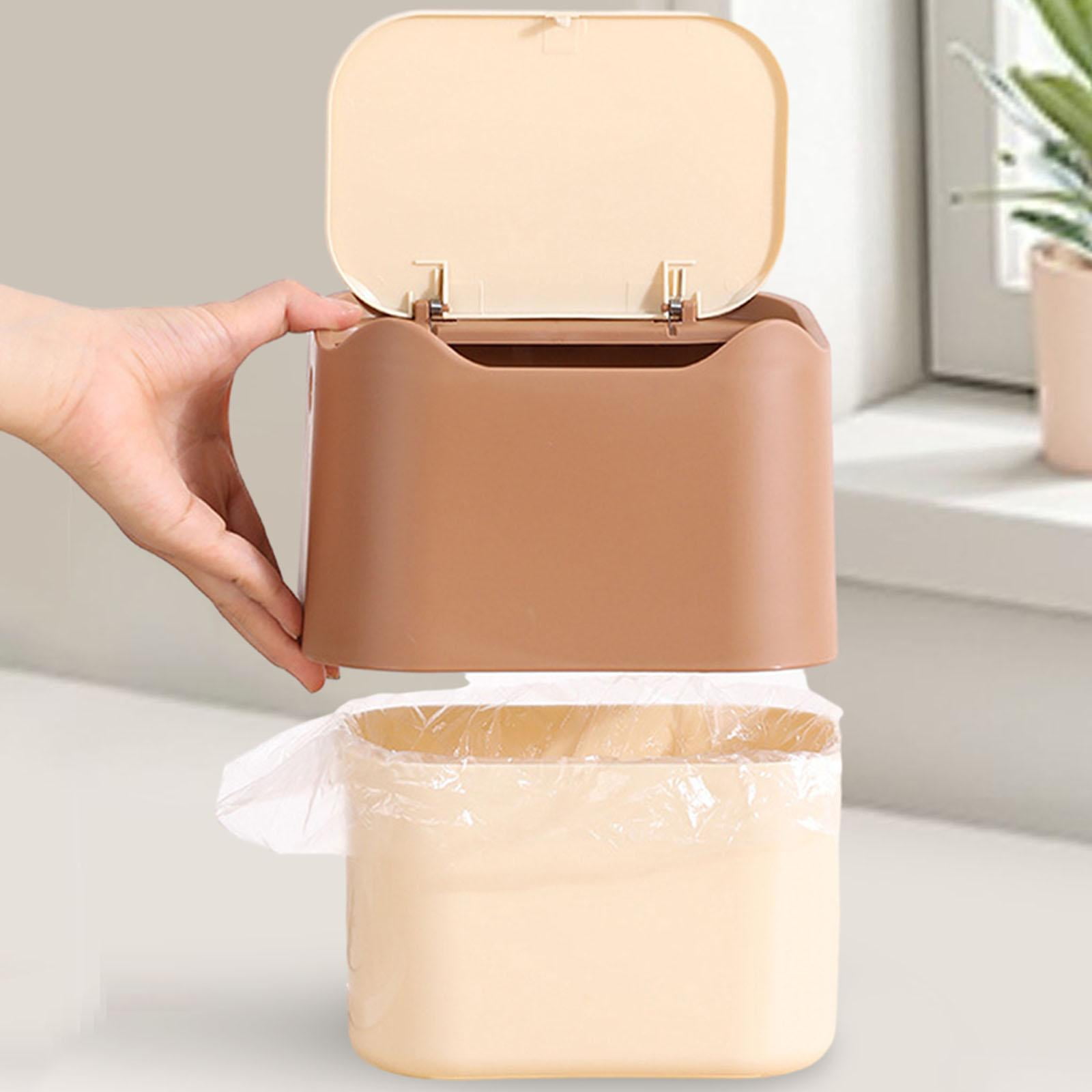 Mini Trash Can Countertop Wastebasket Dustbin Press Type Tiny Trash Bin ...