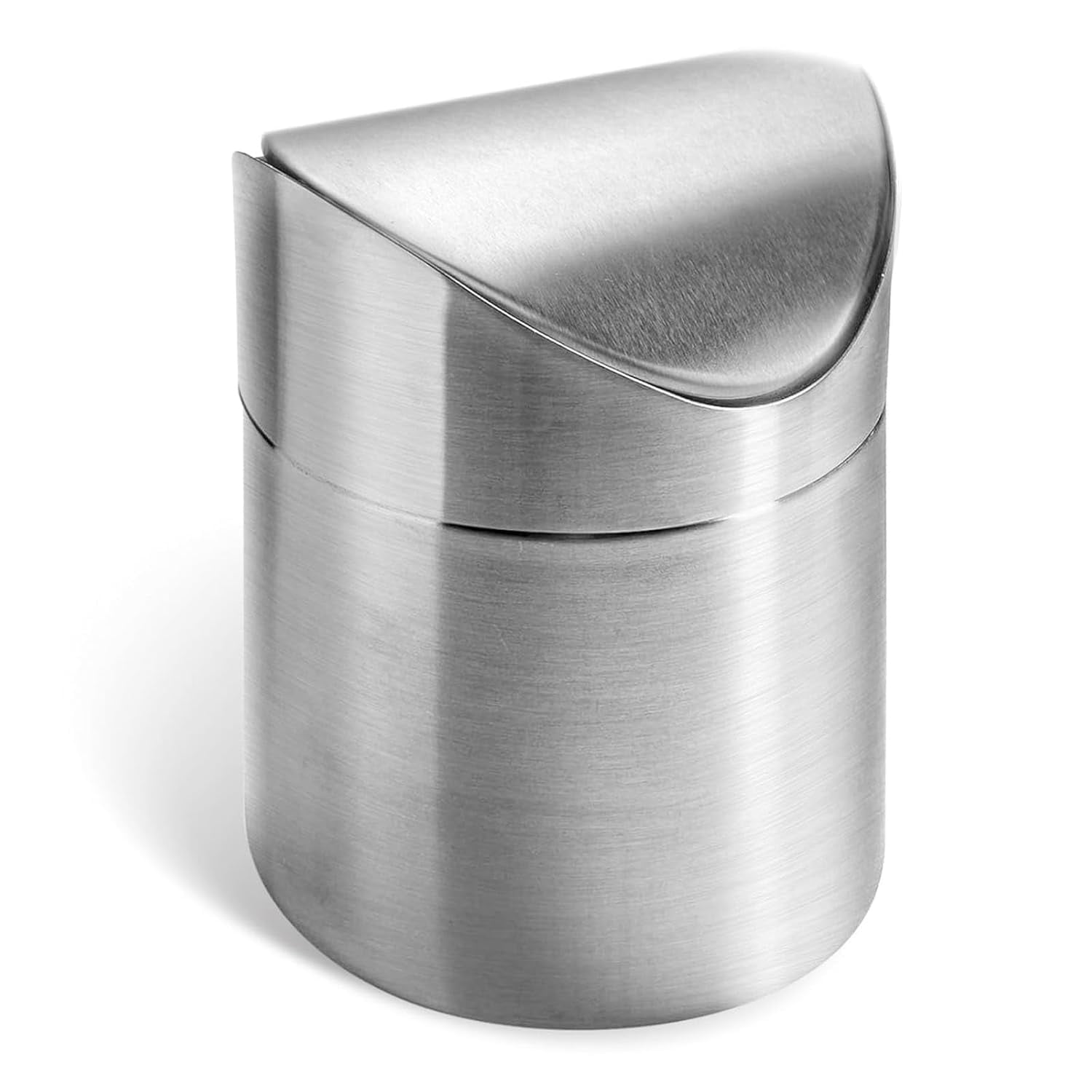 Mini Trash Can with Lid, 1.5L Small Garbage Bin Brushed Stainless Steel ...