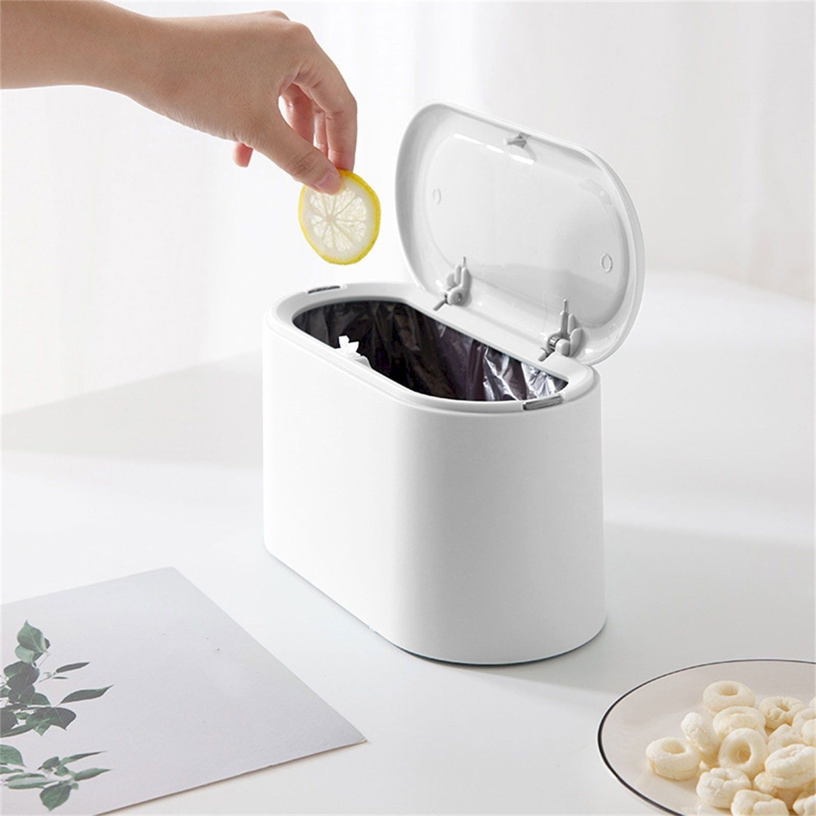 Mini Trash Can with Lid Removable Small Garbage Can Tiny Plastic Trash ...