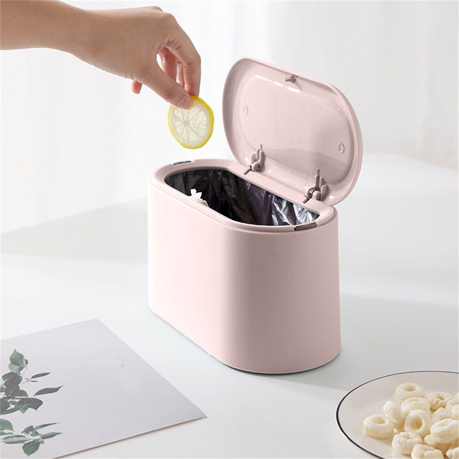 Mini Trash Can with Lid Removable Small Garbage Can Tiny Plastic Trash ...