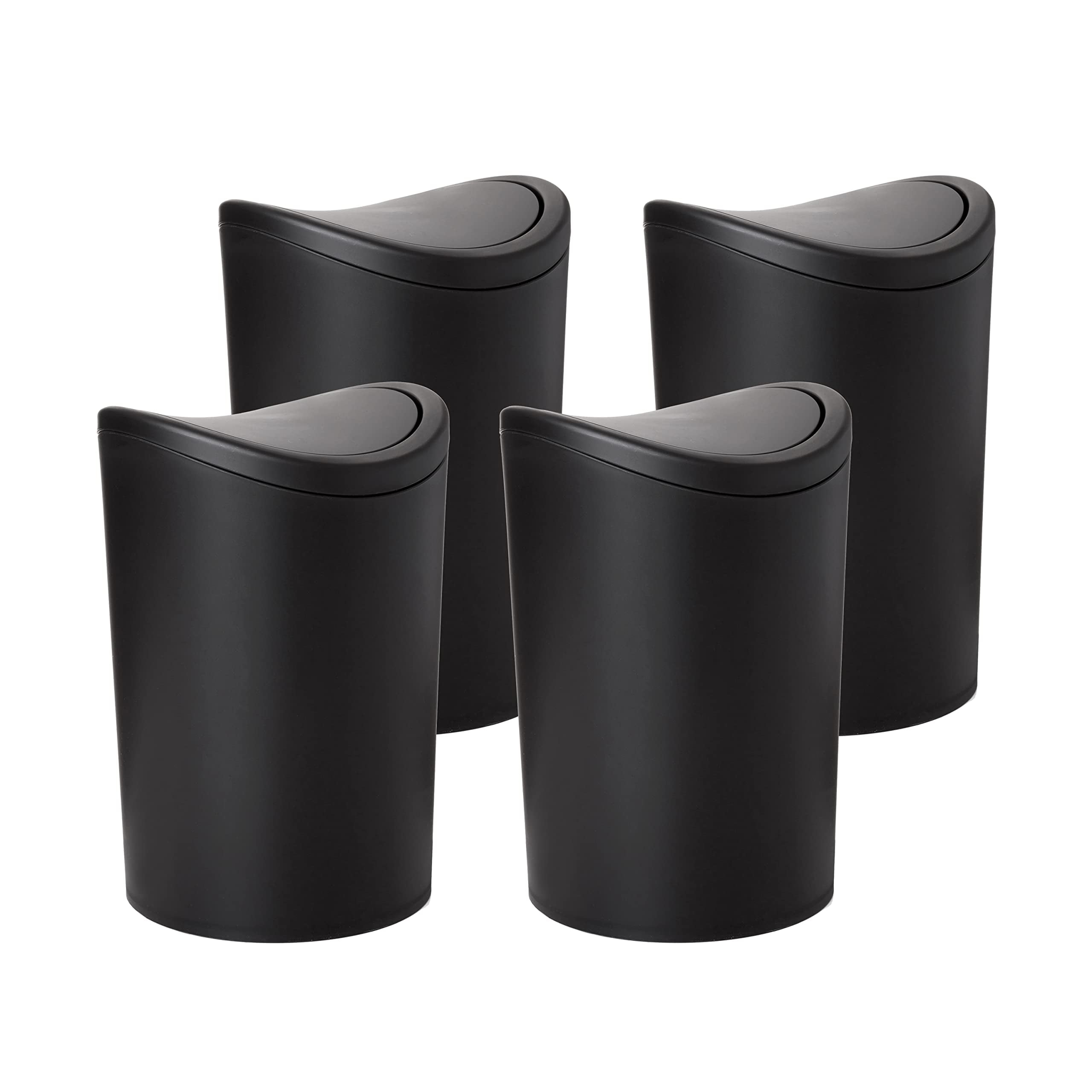Mini Trash Can with Lid Set of 4, 1.5 Gallon Swing Top Waste Bin, Matte ...
