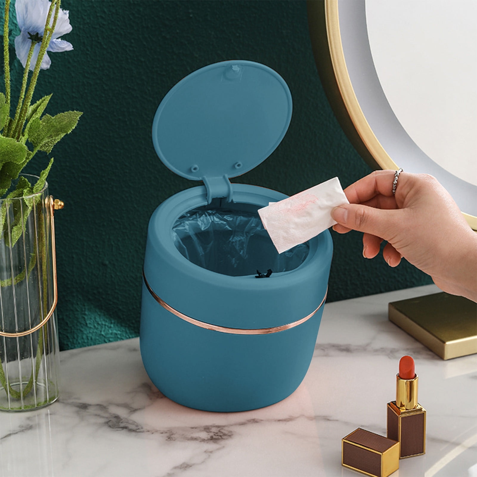 Mini Trash Can With Lid, Mini Trash Can With Lid, Desktop Mini Trash ...