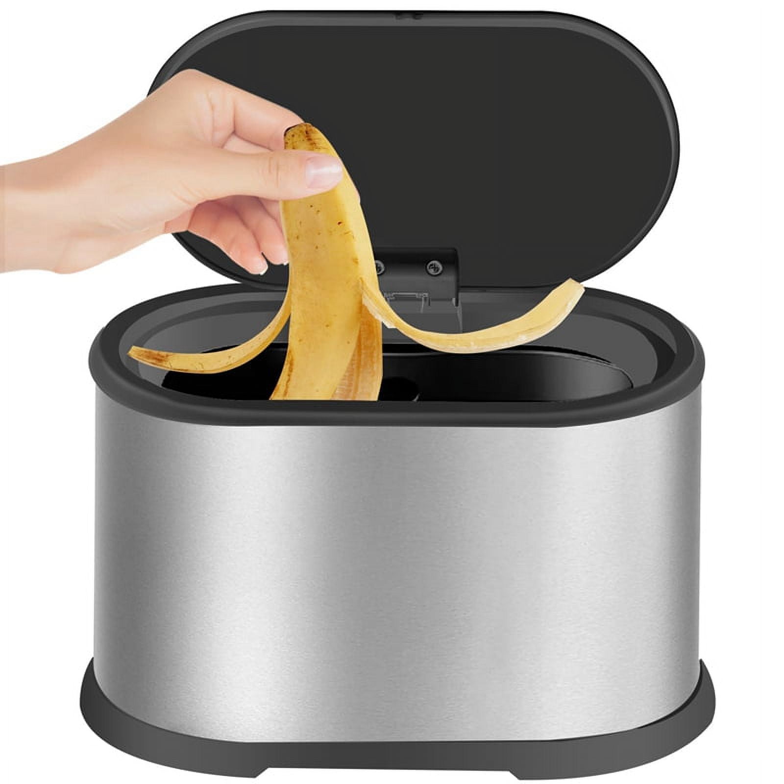 Mini Trash Can with Lid, 4L Small Kitchen Compost Bin Silver - Walmart.com