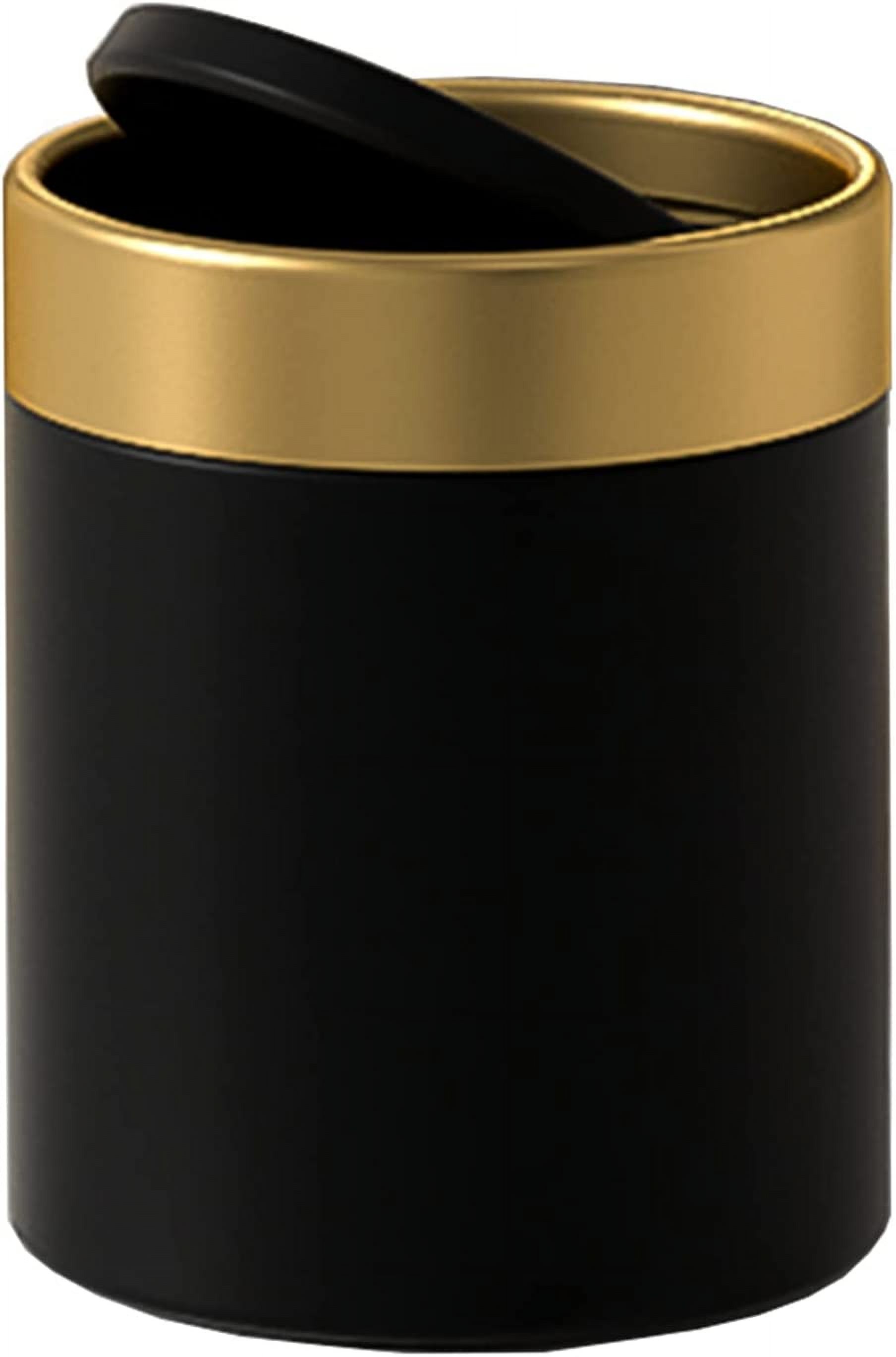 Mini Trash Can with Lid, Tiny Desk Trash Can, 1.5 Liter Small Metal ...