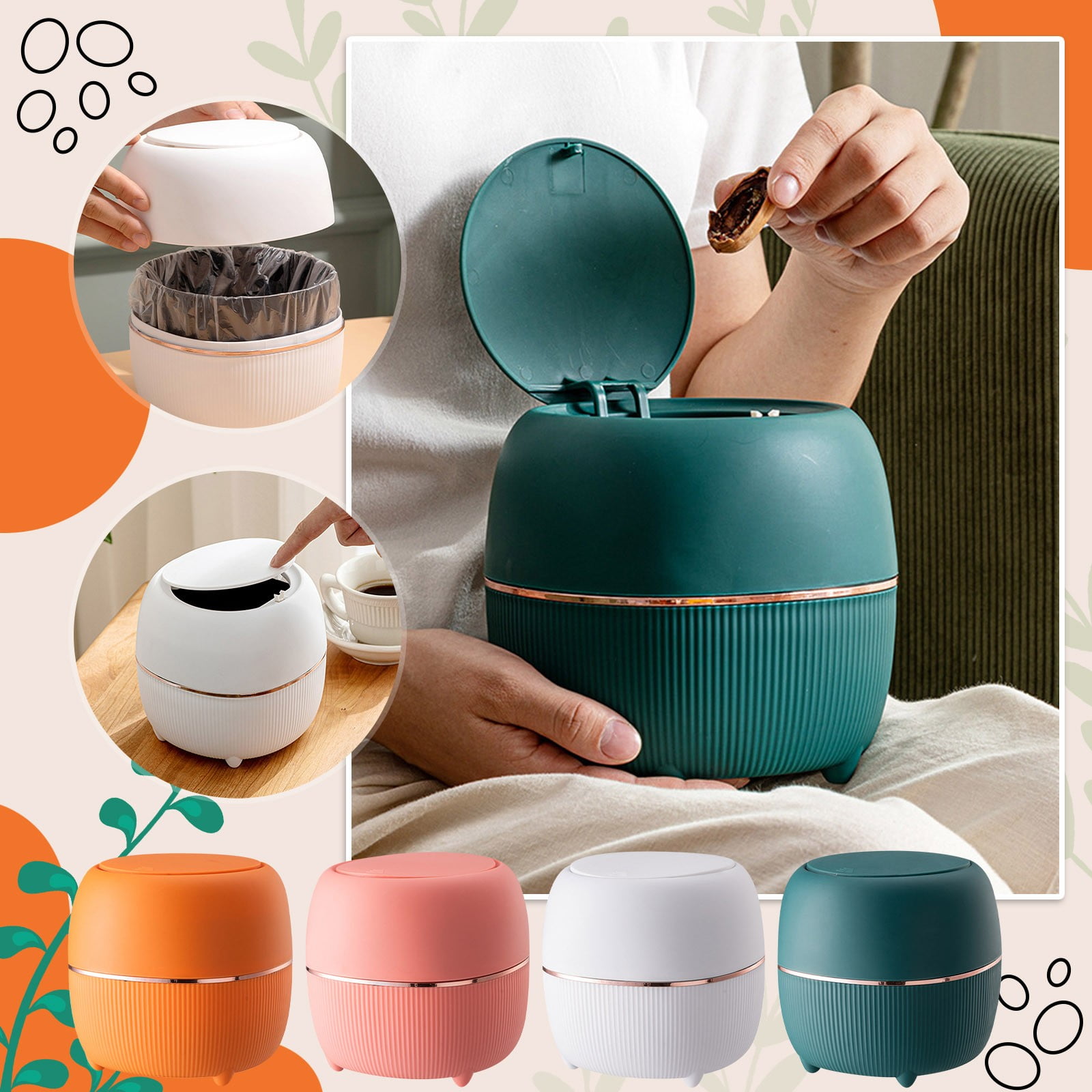 Mini Trash Cans for Desks Small Waste Basket for Bedroom Wastebasket ...