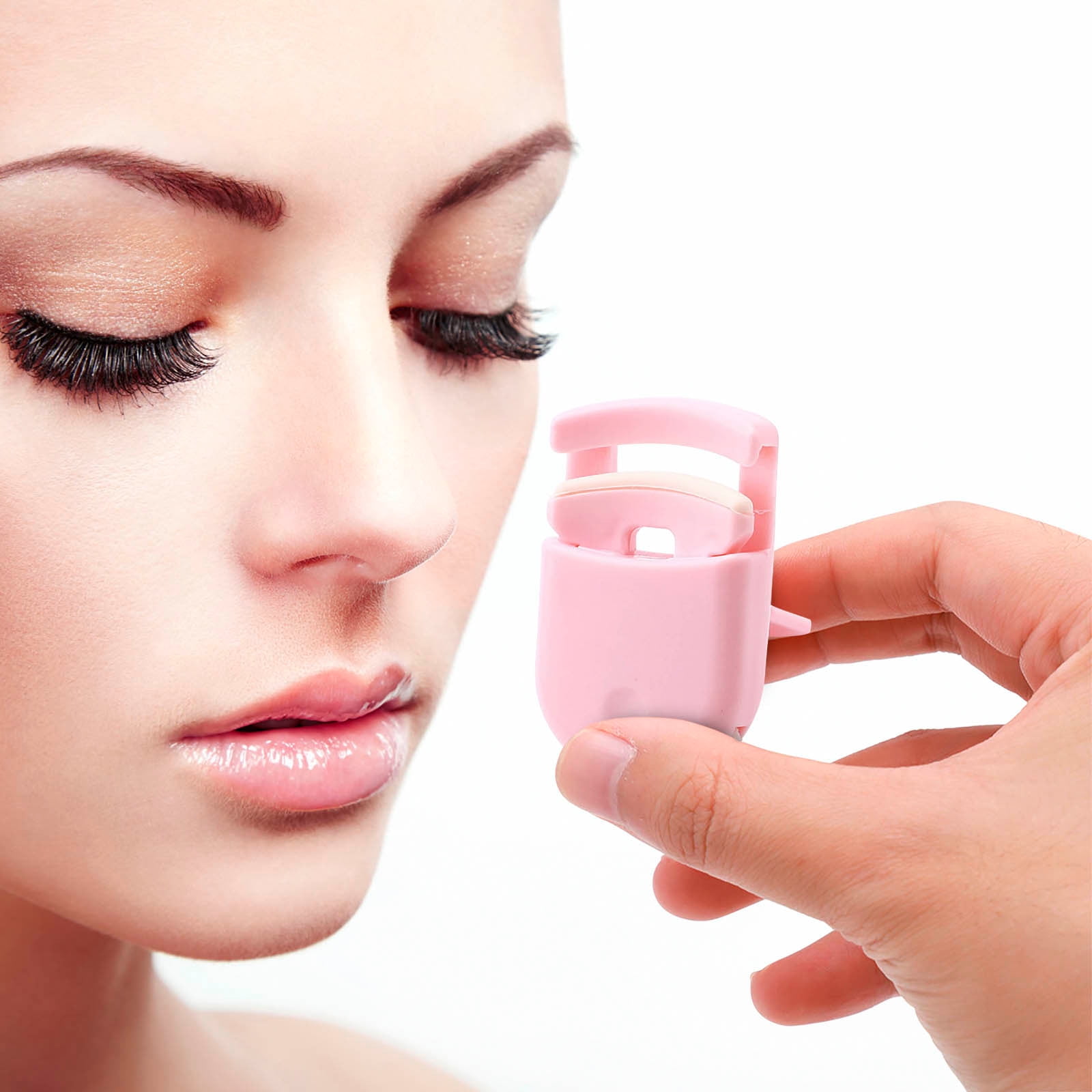 Mini Travel Eyelash Curler with Hidden Handle Wide Angle Design Gentle Silicone Pad Ergonomic ...