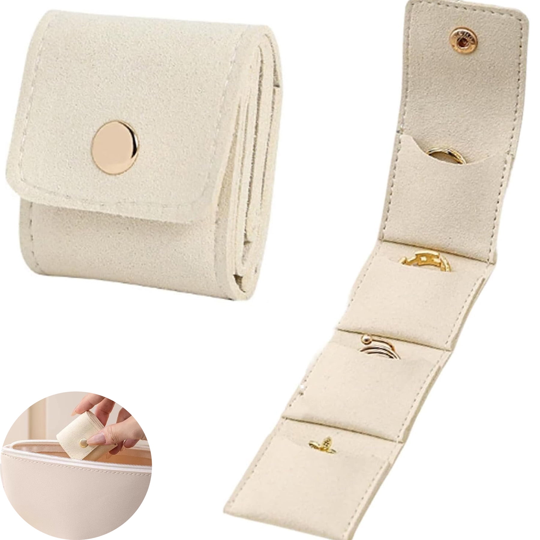 Mini Travel Jewelry Bag â Velvet Soft Foldable Pouch with Secure Buckle ...
