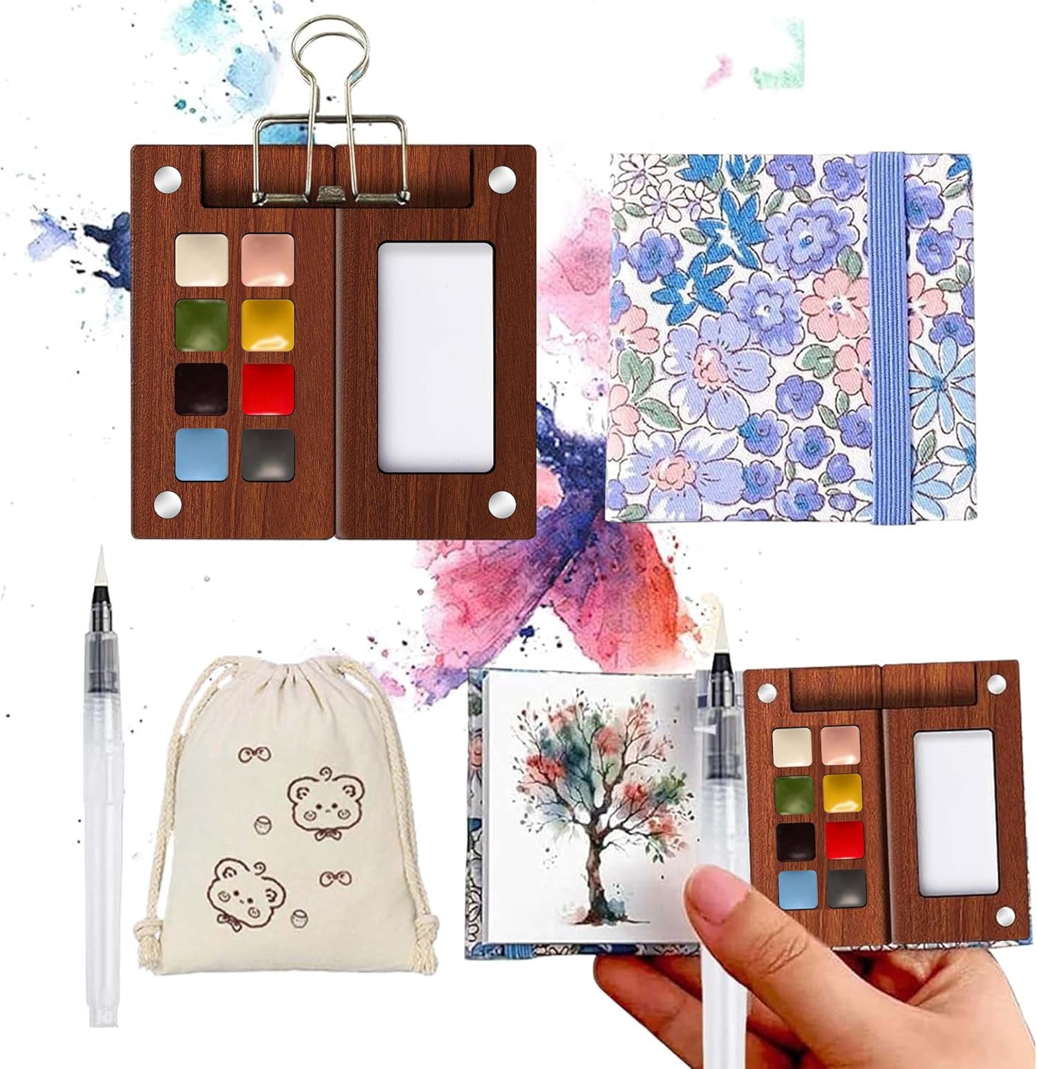 Mini Travel Kit - Mini Travel Watercolor Set, Pocket Artist Water Color ...