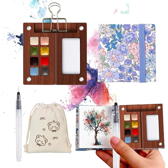Mini Travel Kit - Mini Travel Watercolor Set, Pocket Artist Water Color ...