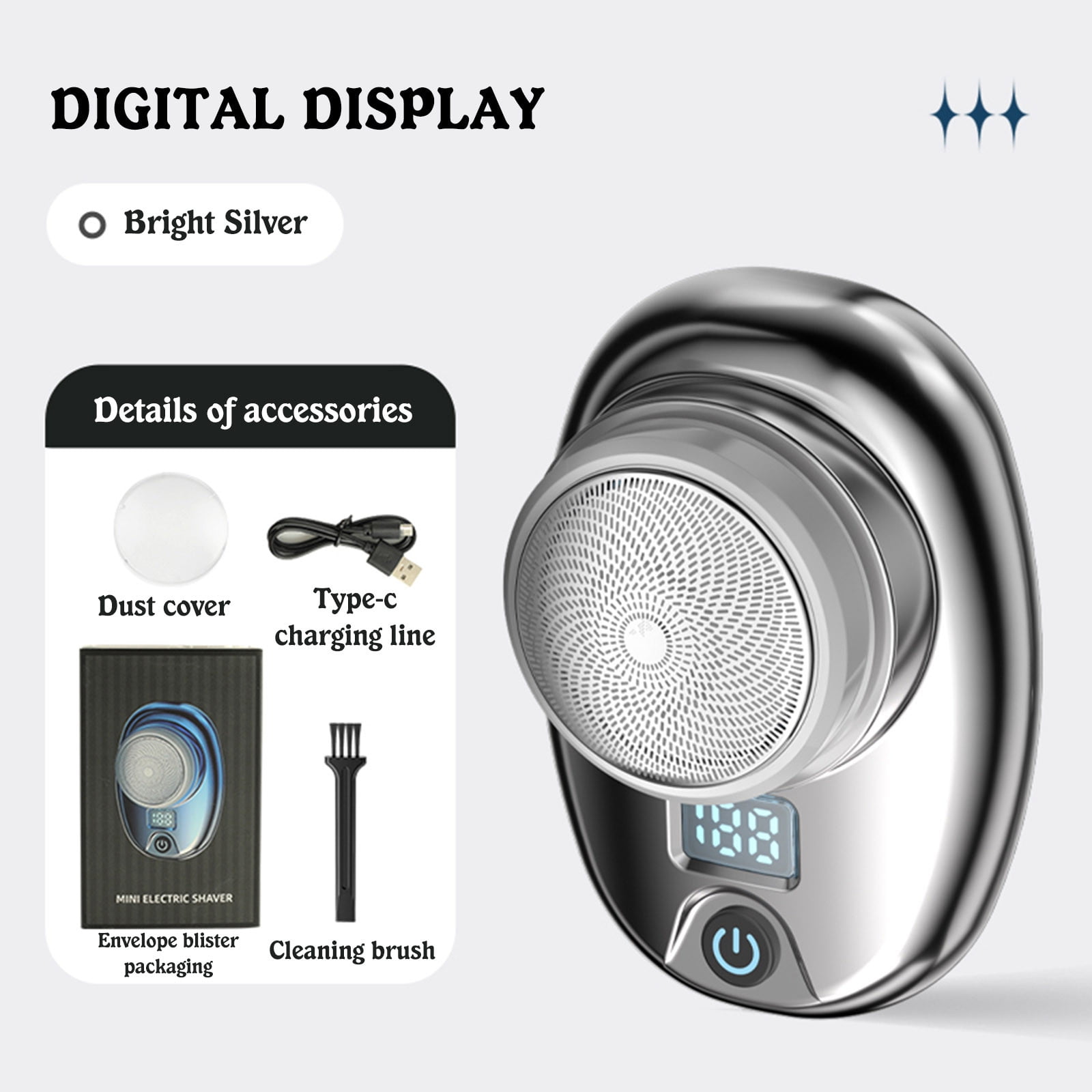 Mini Travel Shaver - USB-C Fast Charging Electric Razor with LCD ...