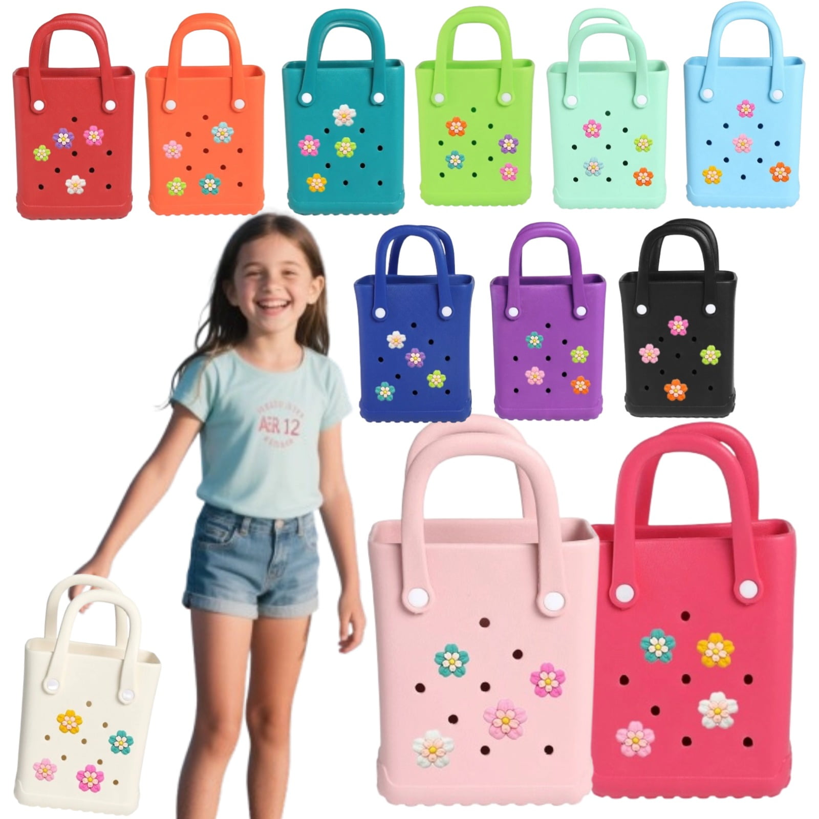 Mini Travel Swimming Bag for Little Girls & Kids & Women Rubber Beach ...