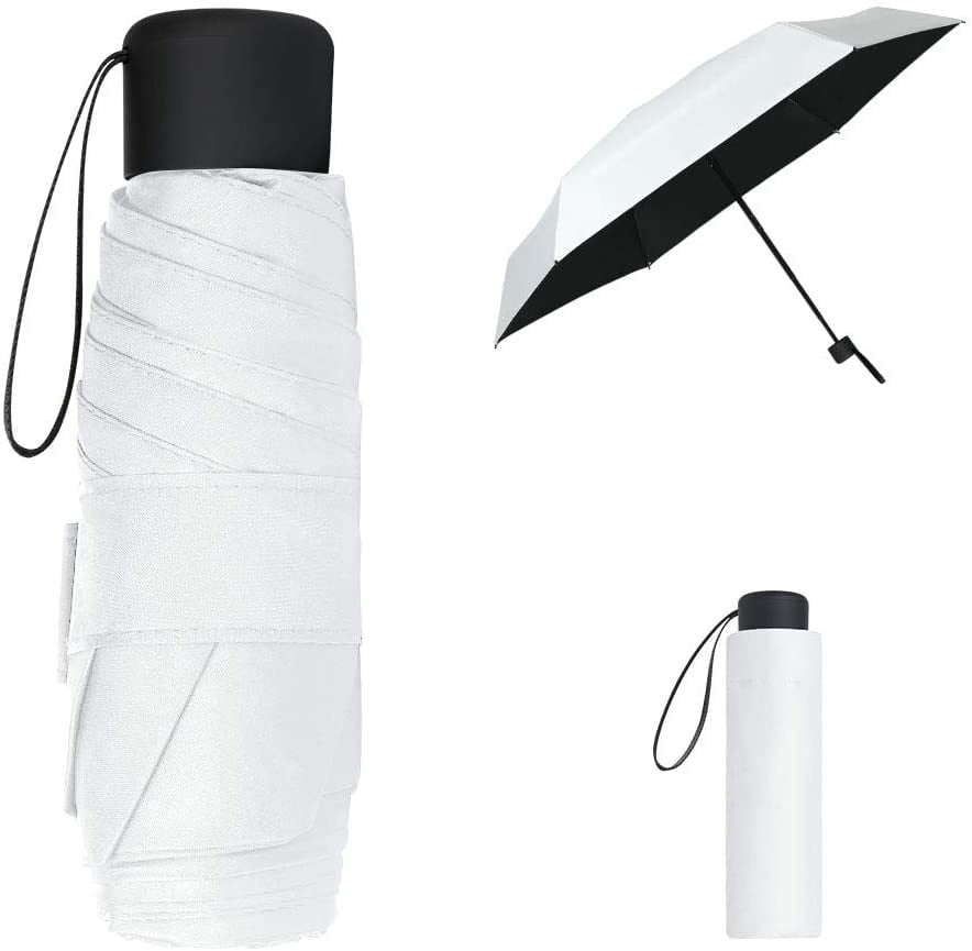 Mini Travel Umbrella. Pocket Umbrella. White Portable Compact Folding ...