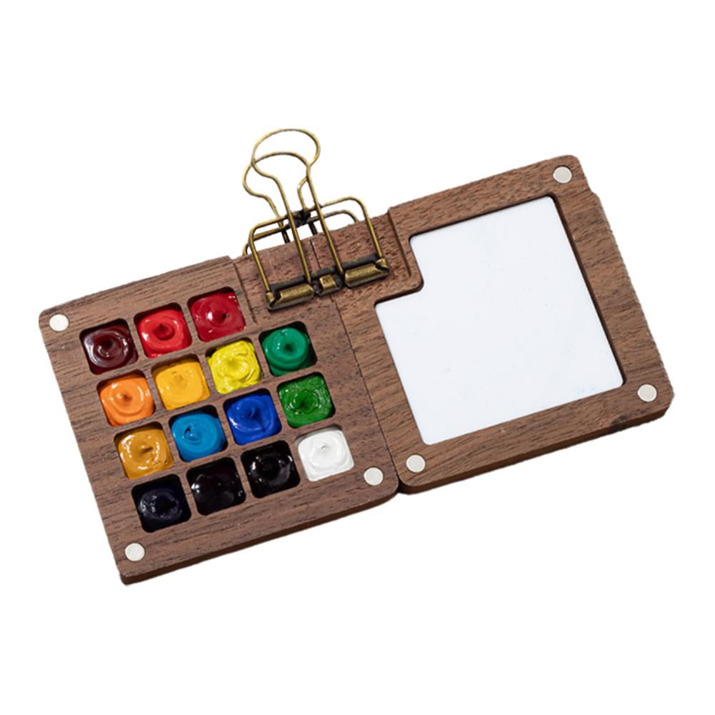 Mini Travel Watercolor Palette Set Wooden 8/15 Grids Pocket Watercolor ...