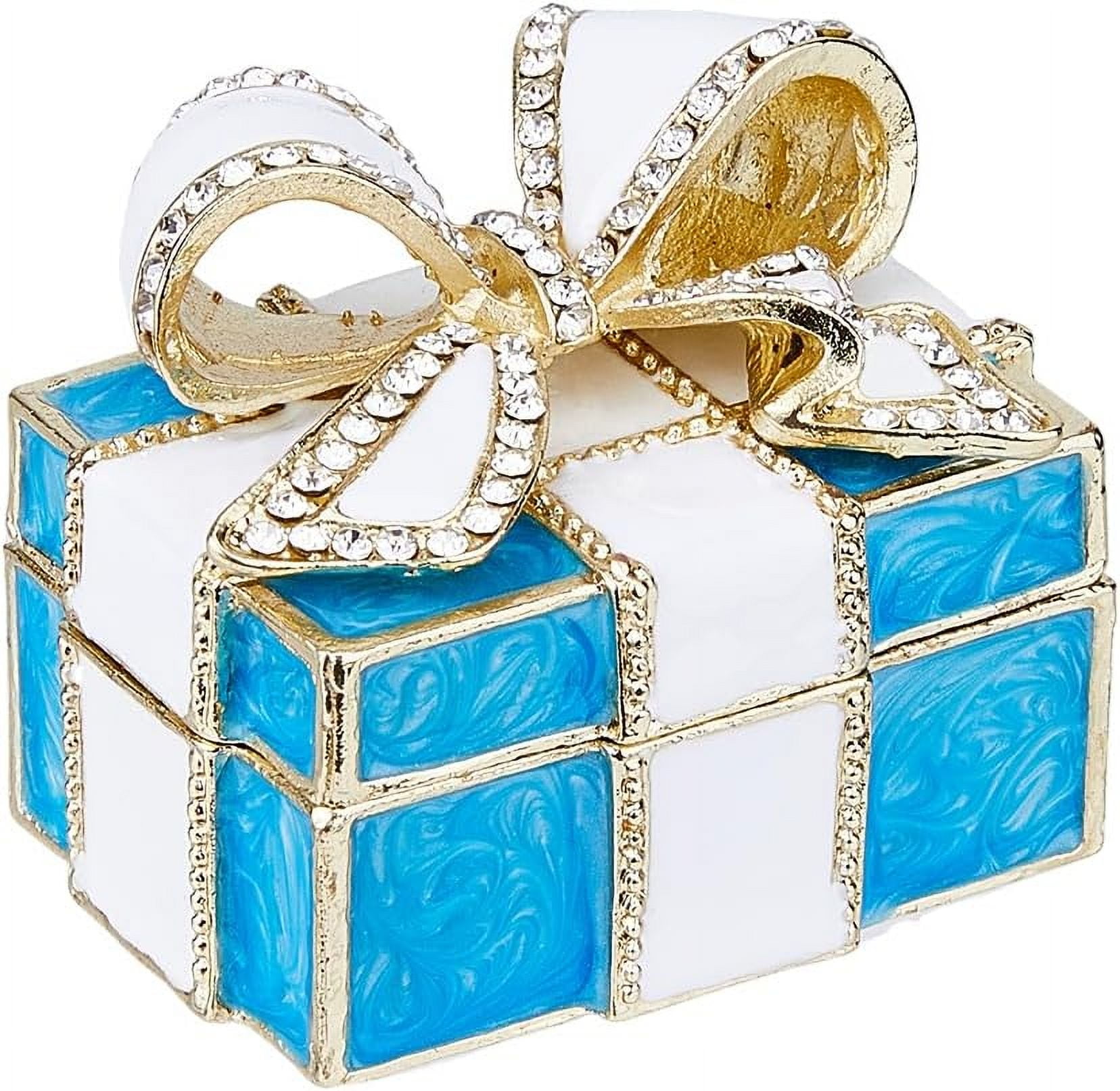 Mini Trinket Box Bowknot Trinket Box Metal Enamel Hinged Trinket Box ...