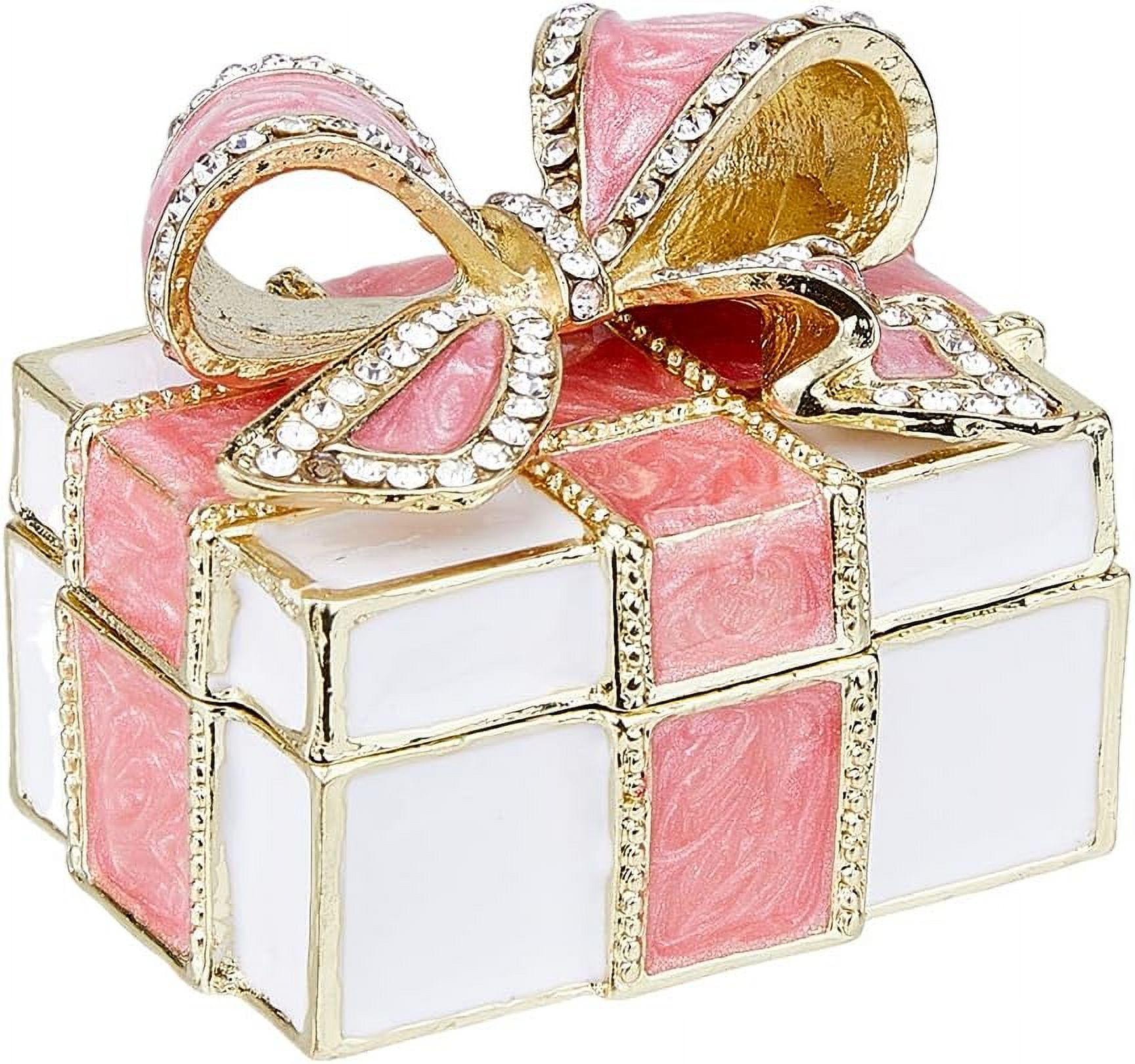 Mini Trinket Box Bowknot Trinket Box Metal Enamel Hinged Trinket Box ...