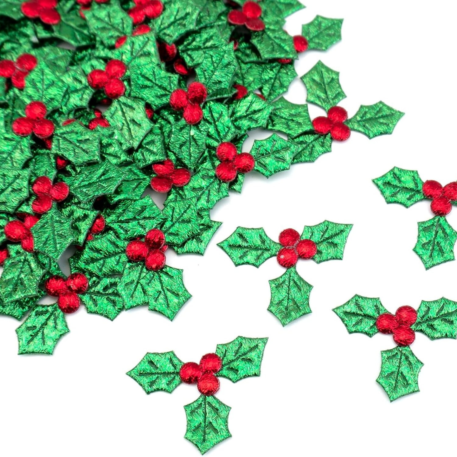Mini Triple Leaf Holly Berries, Christmas Simulation Holly Berries ...