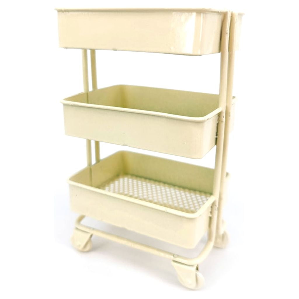 Mini Trolley Floor Storage Rack with Wheel Dollhouse Miniature ...