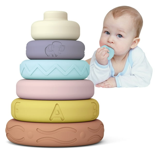 Mini Tudou 6 PCS Baby Girl Stacking & Nesting Toys, Soft Stacking ...