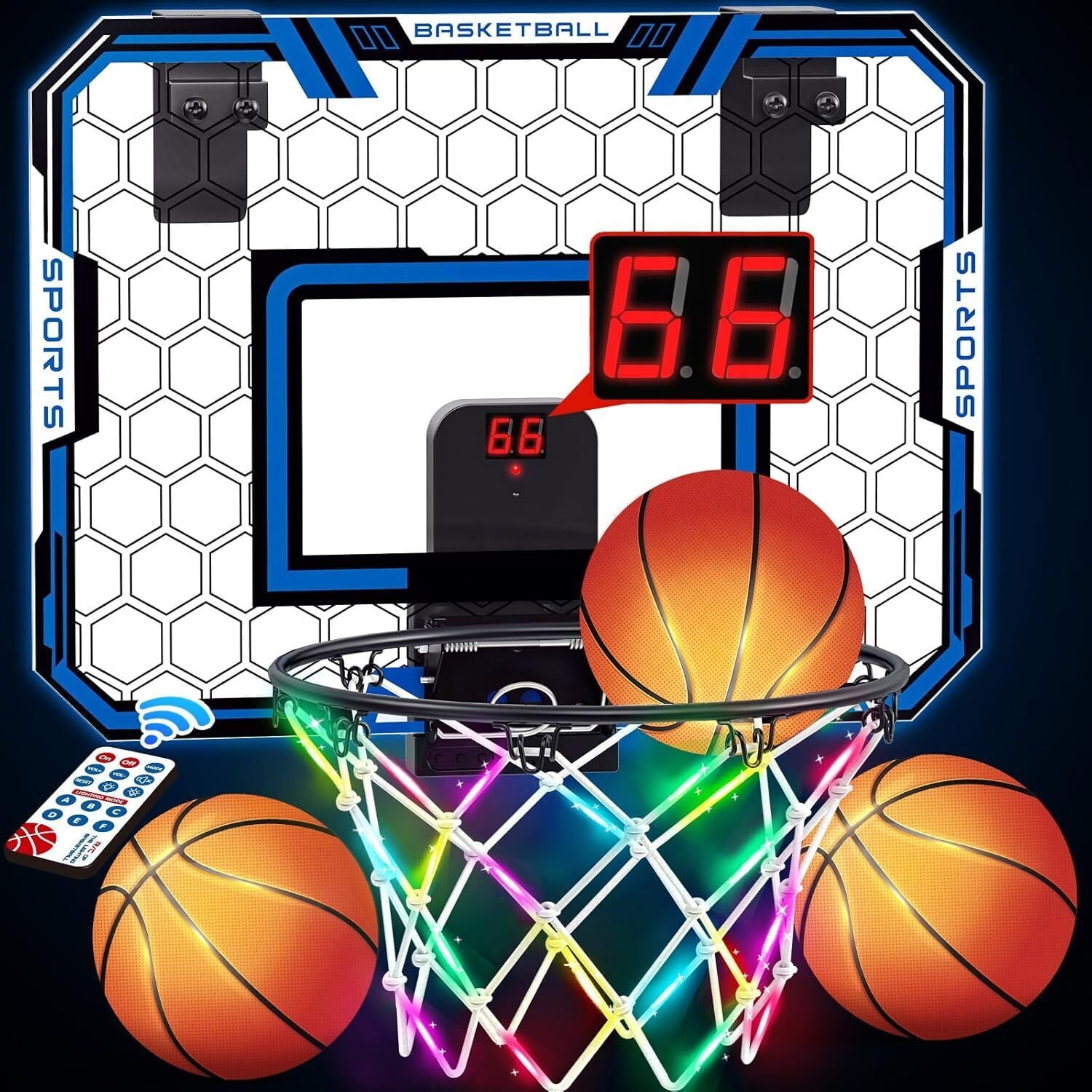 Mini Tudou Indoor Mini Basketball Hoop Set Electronic Scoring With LED ...