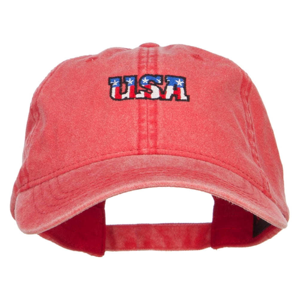 Mini USA Flag Embroidered Washed Cap - Red OSFM - Walmart.com