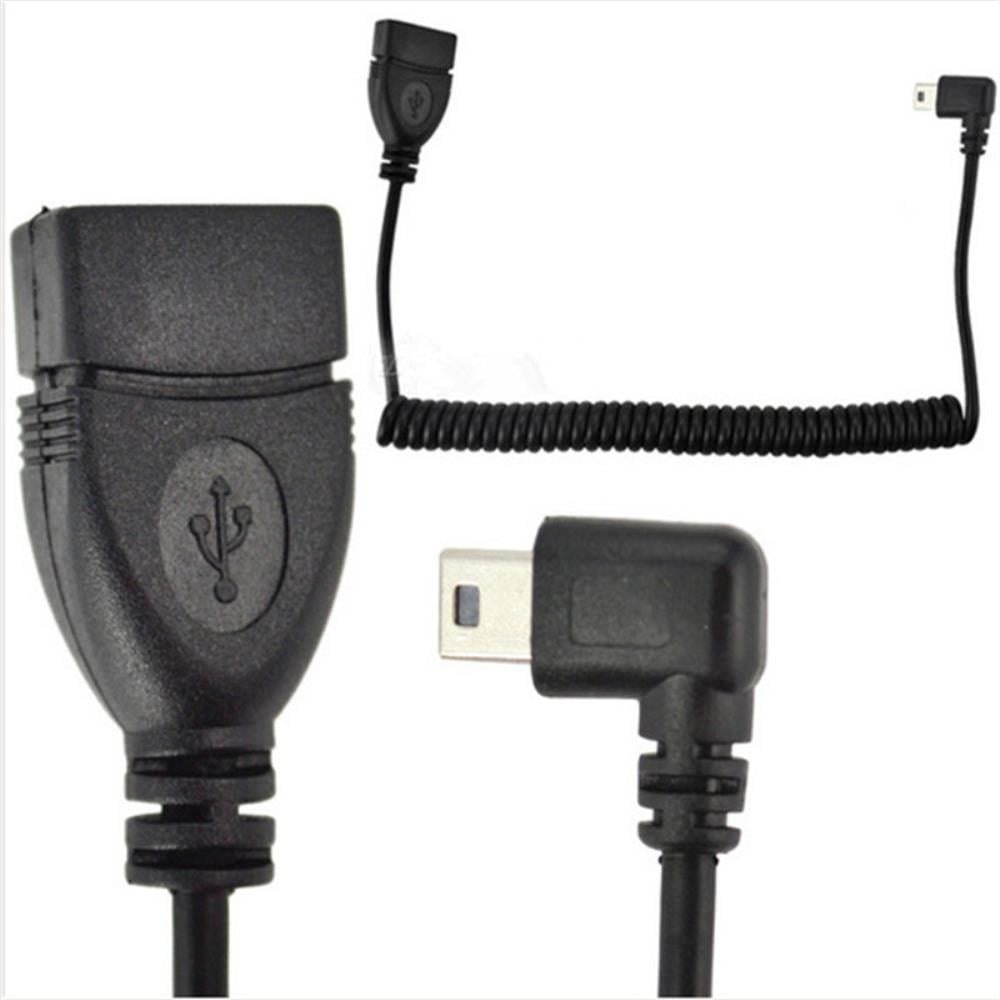 Mini USB 90 Degree Left Angled OTG Cable Adapter USB 2.0 B Female Panel ...