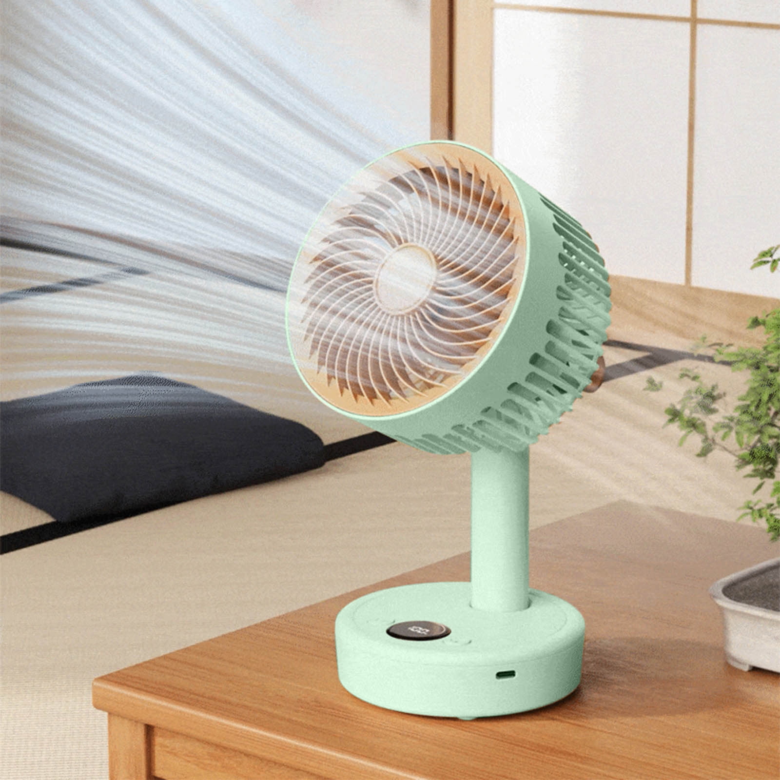Mini USB Desk Fan - Quiet Portable Oscillating Fan with LED Light, 2 ...