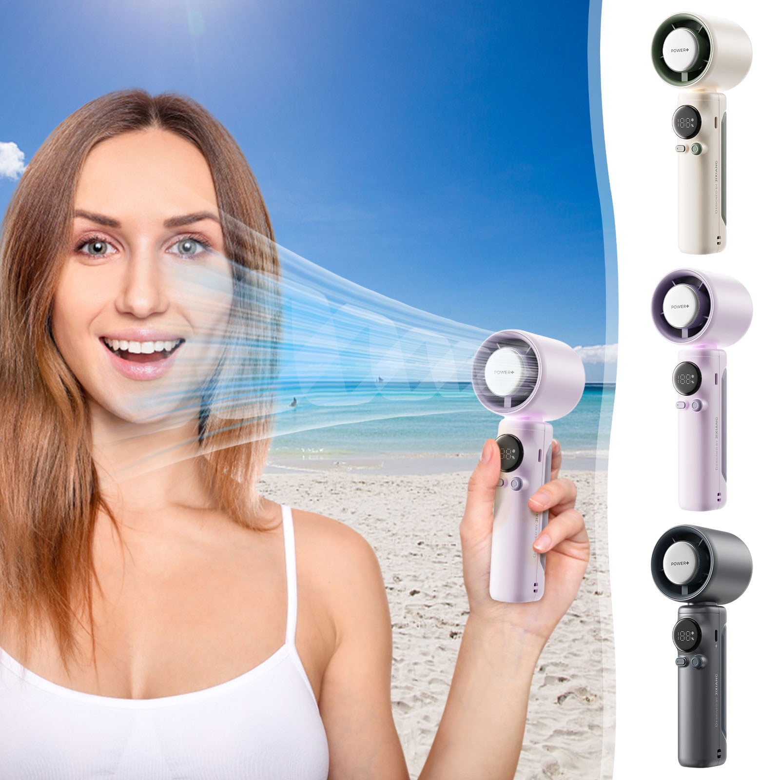 Mini USB Fan, Rechargeable 4000mAh Battery, Metal Body Digital Display ...
