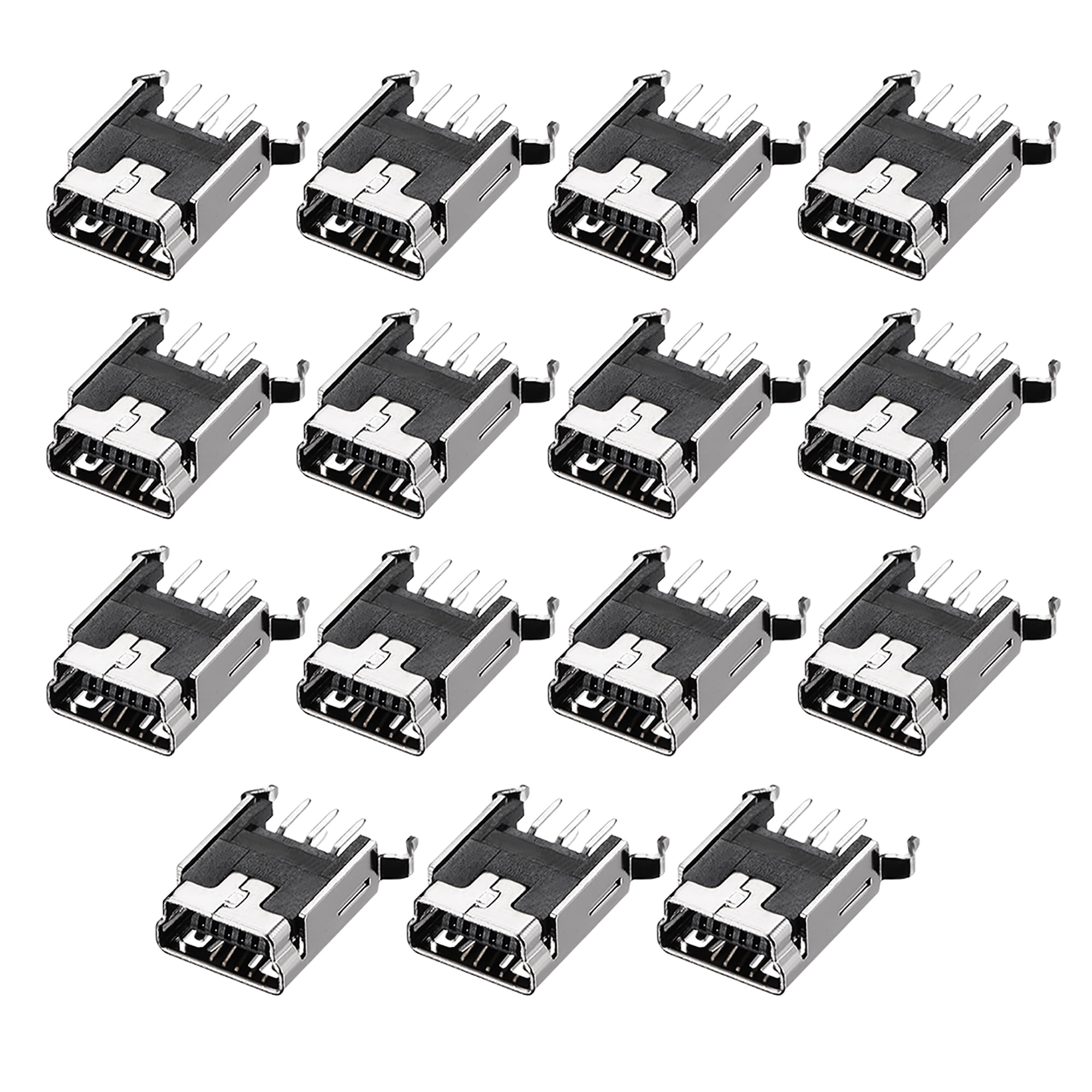 Mini USB PCB Connector B Type 5P 180 Degree Vertical Bend Foot 15pcs ...