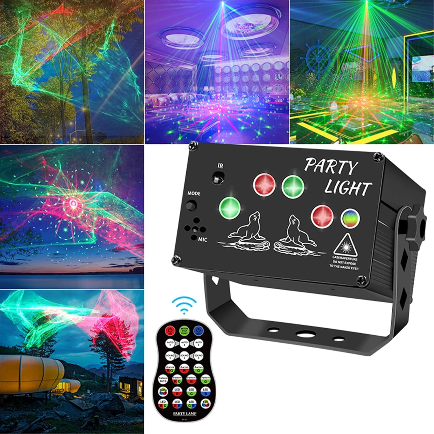 Mini USB-Powered Party Light 60-Patterns Stage Light with UV & RGB ...