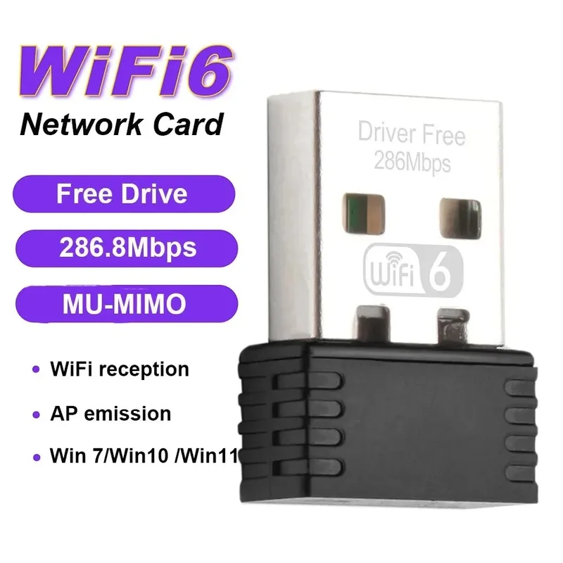 Mini USB WIFI 6 Dongle Network Card 2.4GHz Wi-Fi Lan Adapter Driver ...
