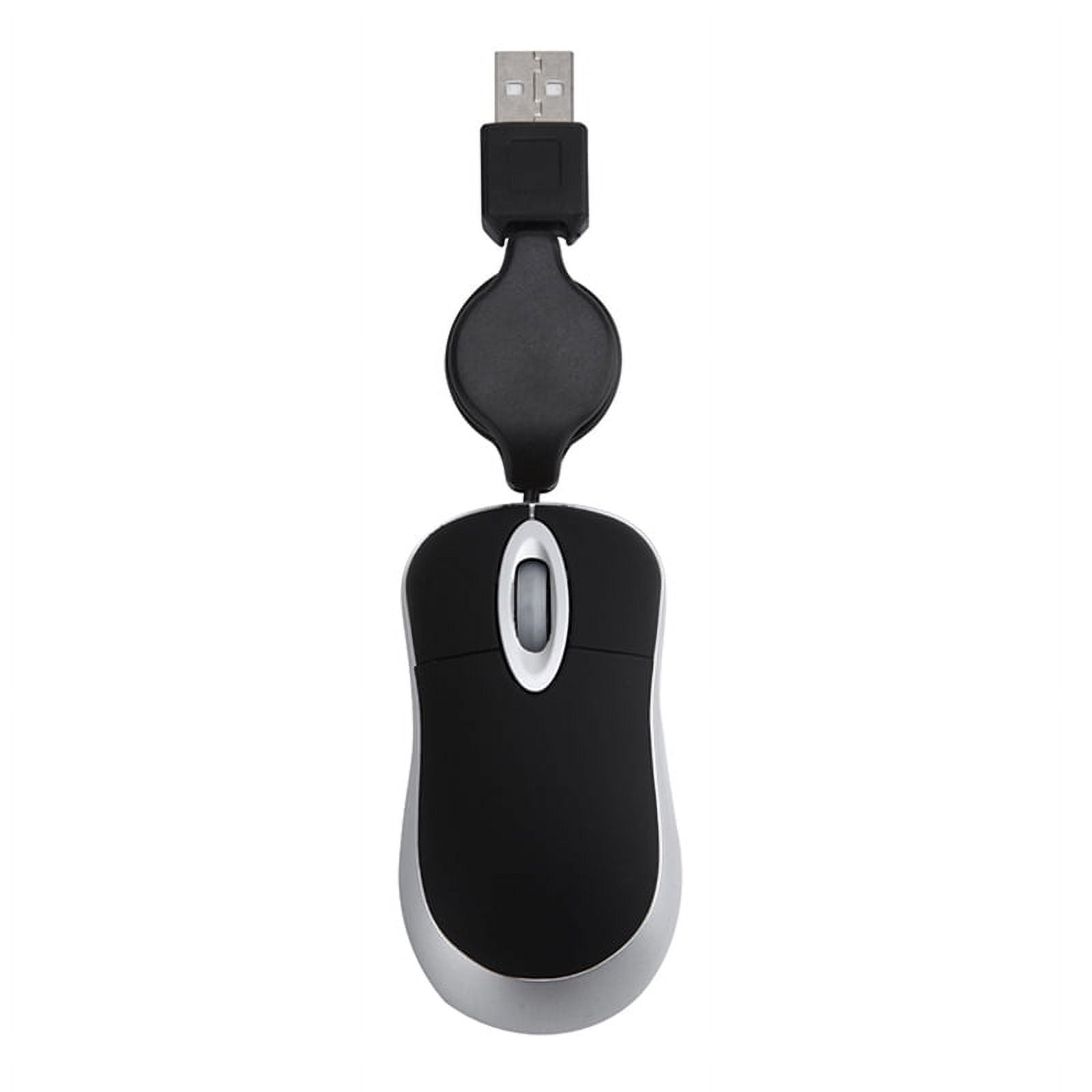 Mini USB Wired Mouse Retractable Cable Tiny Small Mouse 1600 DPI ...