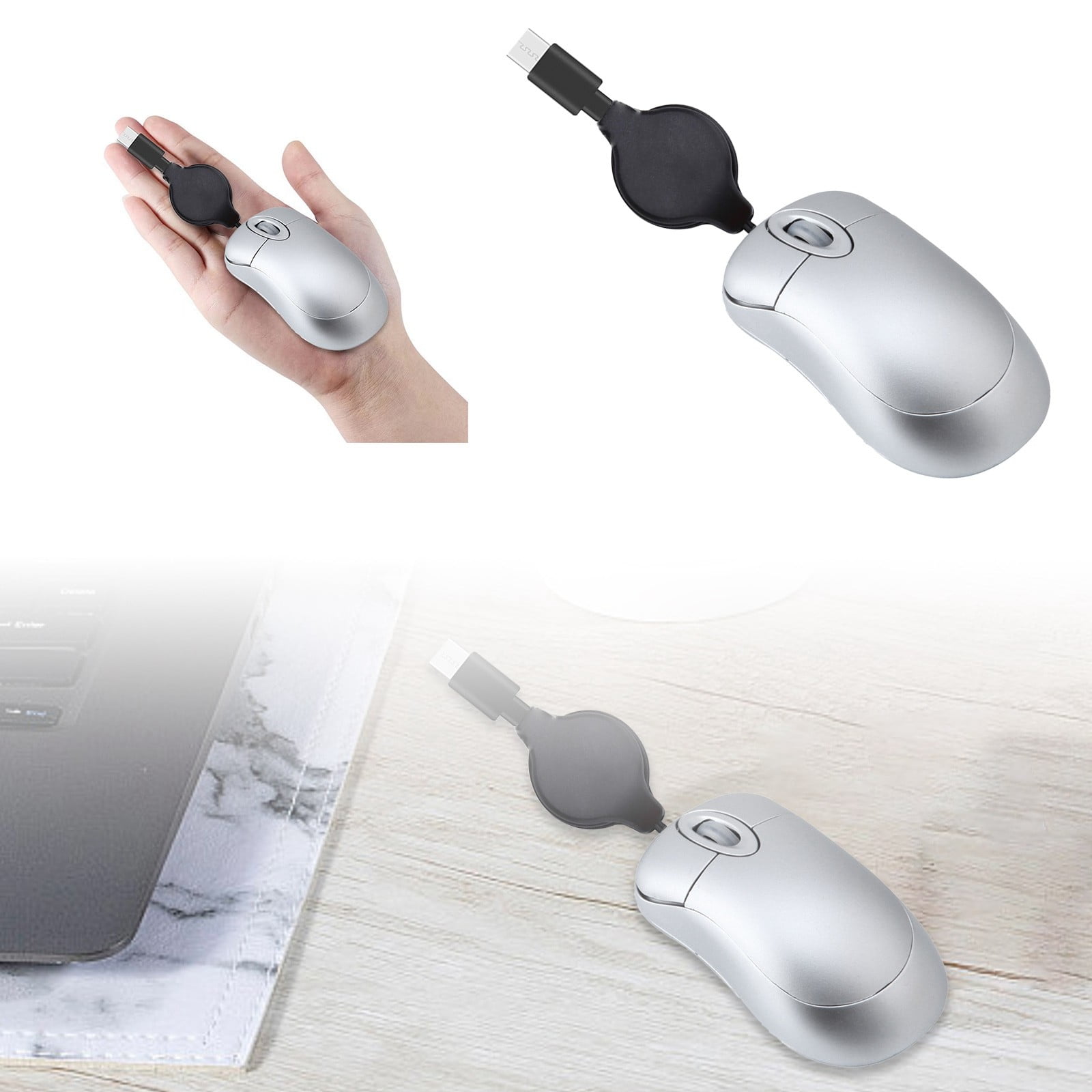 Mini USB Wired Mouse,Retractable Cable Tiny Small Mouse for 3-8 Years ...