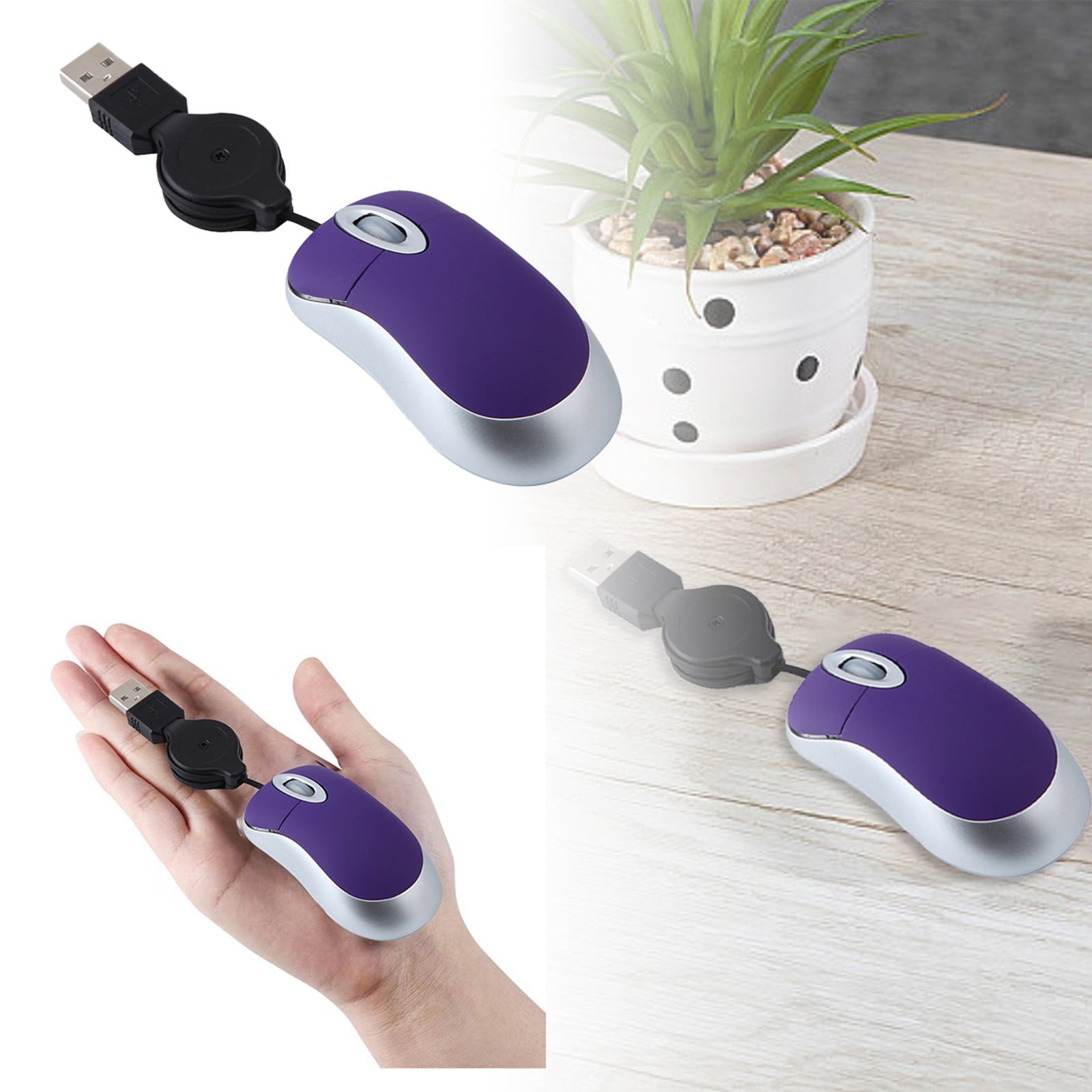 Mini USB Wired Mouse,Retractable Cable Tiny Small Mouse for 3-8 Years Kids Children,1600 DPI ...