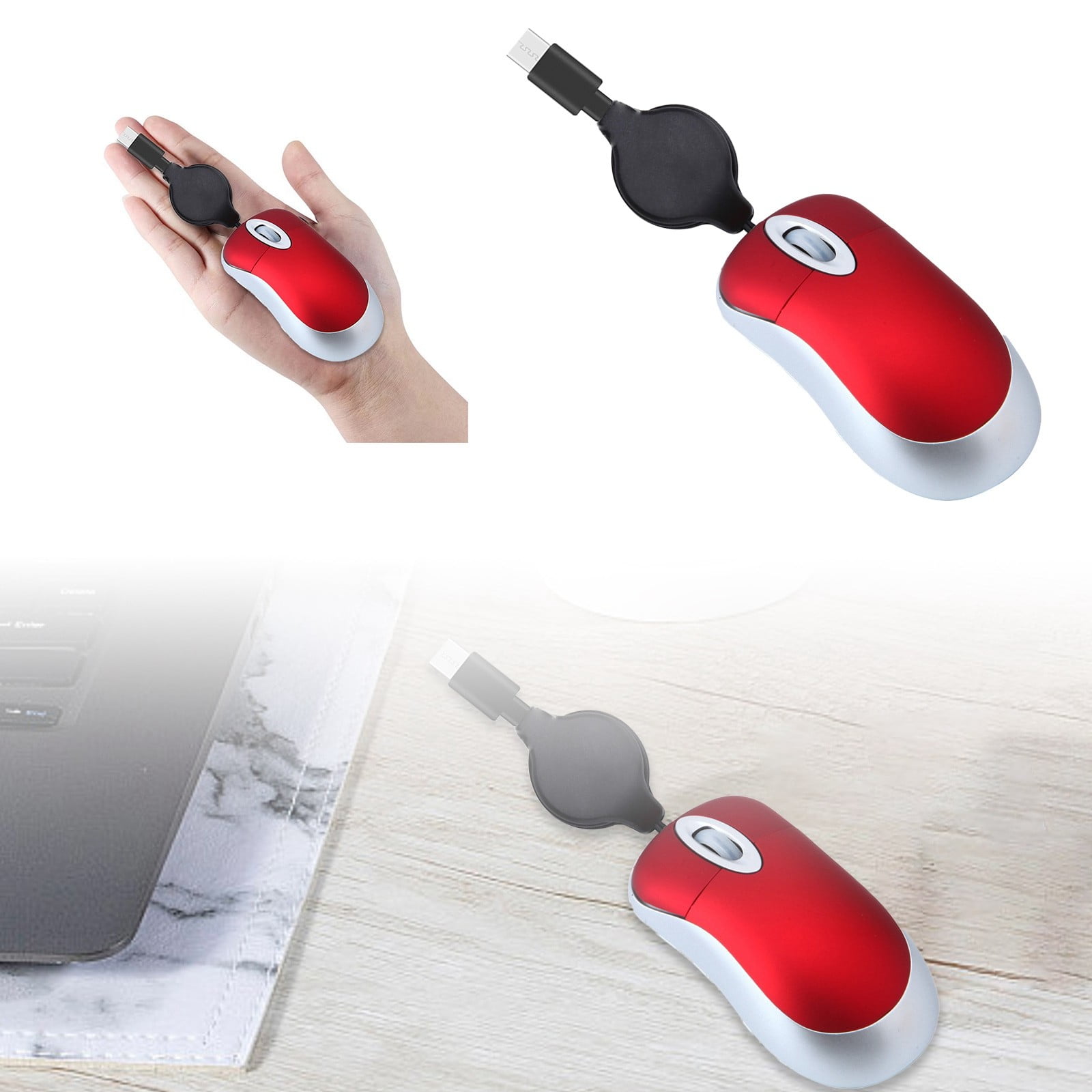 Mini USB Wired Mouse,Retractable Cable Tiny Small Mouse for 3-8 Years ...