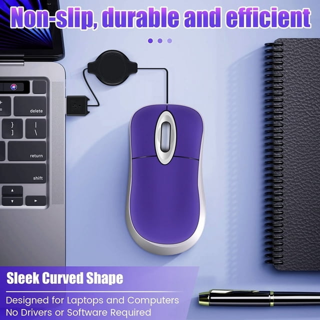 Mini USB Wired Mouse Retractable Tiny Small Mouse 1600 DPI Optical ...
