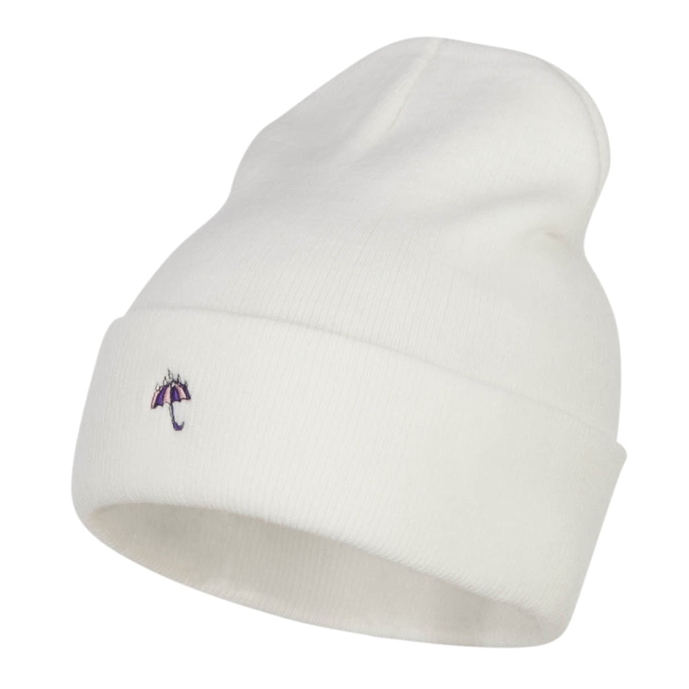 Mini Umbrella Embroidered Long Beanie - White OSFM - Walmart.com