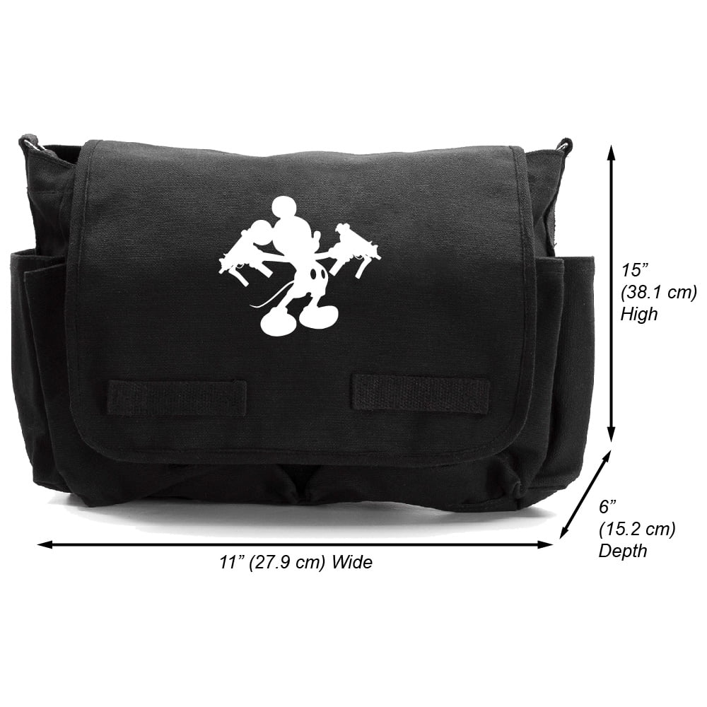 Mini Uzi Mickey Heavyweight Canvas Messenger Shoulder Bag in Black ...