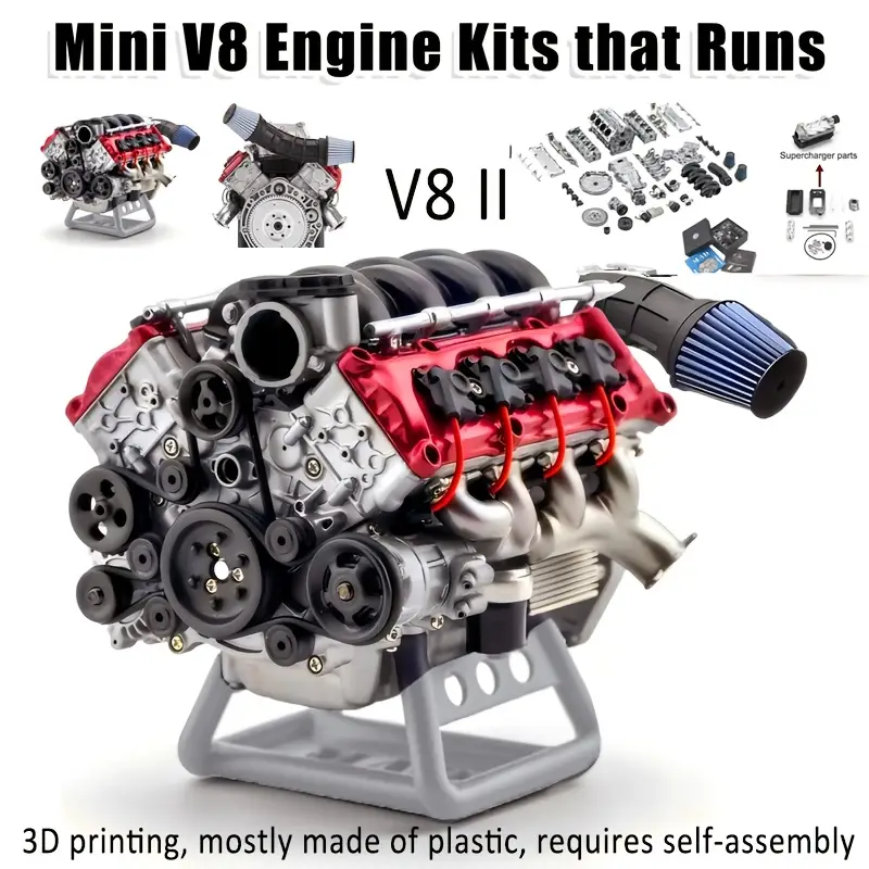Mini V8 Engine Model Kit - Fully Functional Upgraded Version - DIY 3D ...