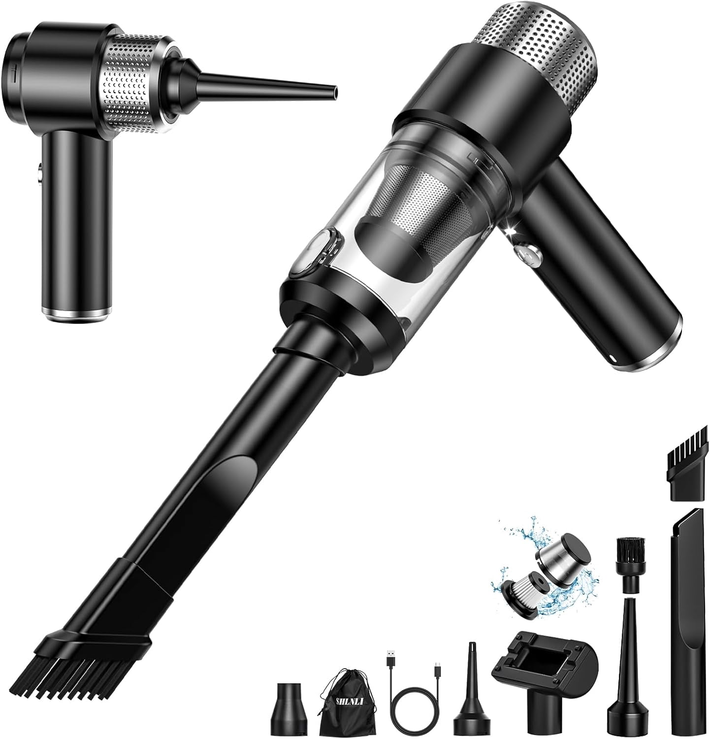 Mini Vacuum Cleaner, 16000PA Car Vacuum Cleaner Portable Cordless with ...