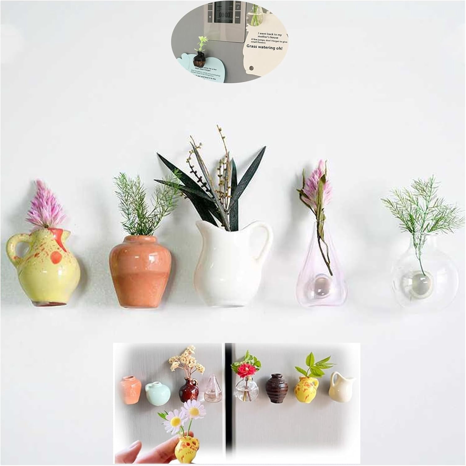 Mini Vase Magnets, 2025 New 3D Tiny Ceramic Vase Refrigerator Magnets ...