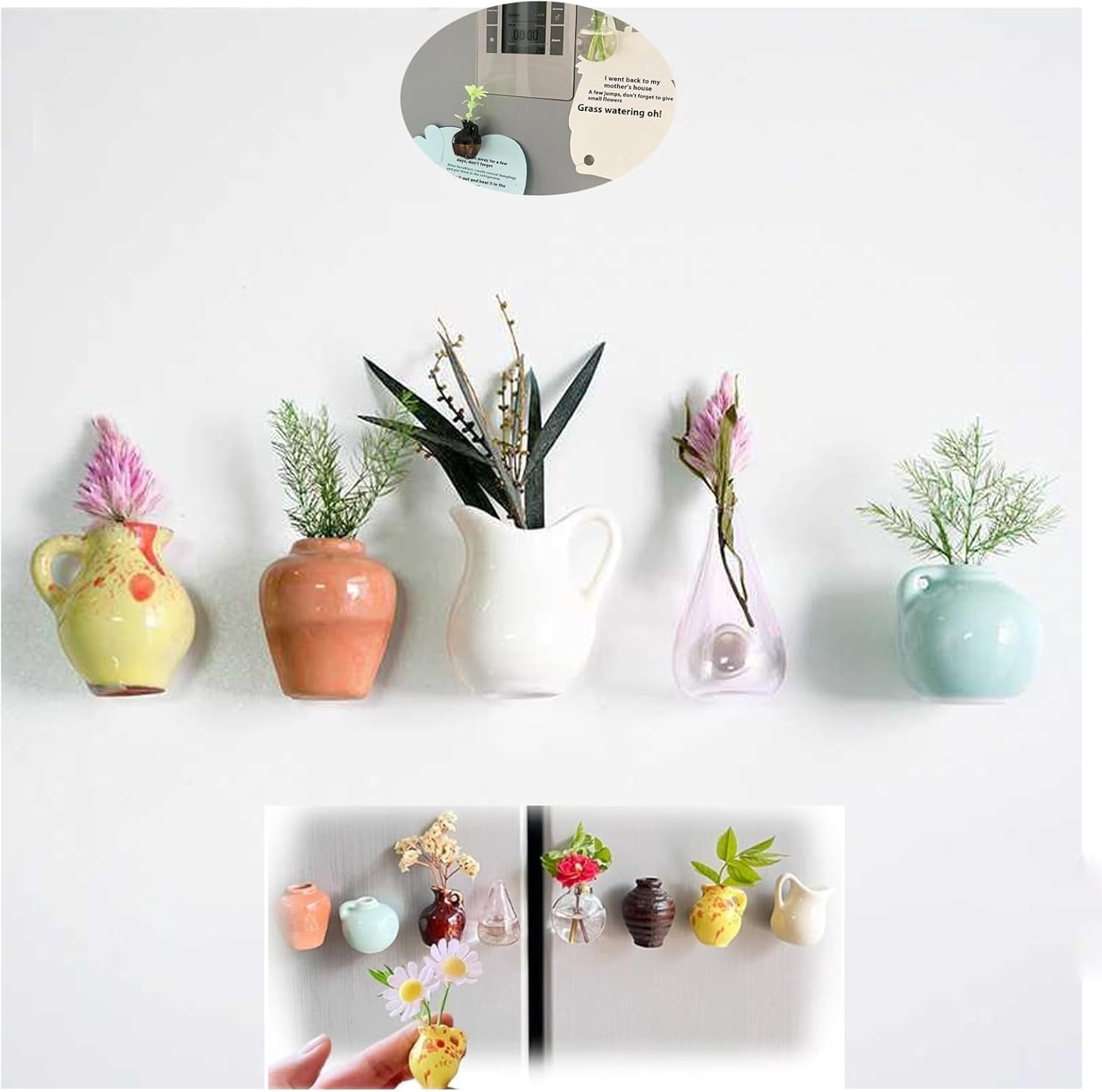 Mini Vase Magnets, 2025 New 3D Tiny Ceramic Vase Refrigerator Magnets ...